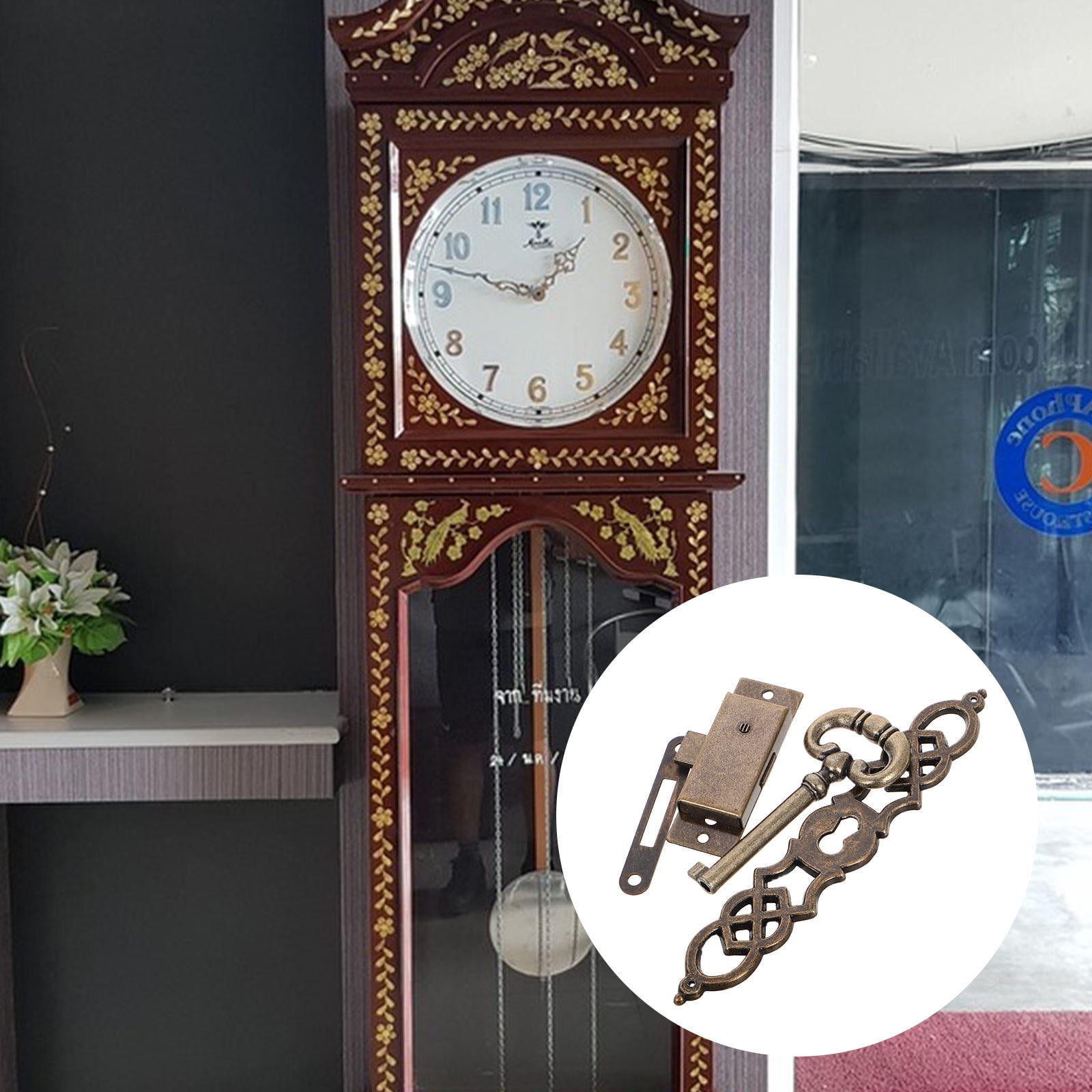 Hemoton Antique Metal Cylinder Floor Clock with Mechanical Lock Key for ...