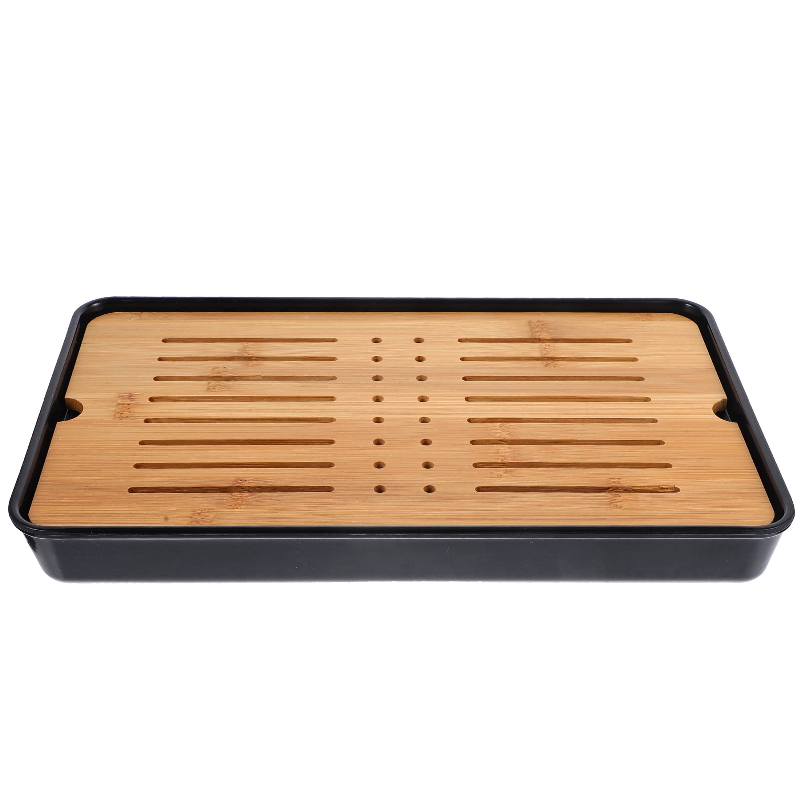 Hemoton Bamboo Tea Tray Kitchen Dish Drain Tray Rectangular Tea Set ...