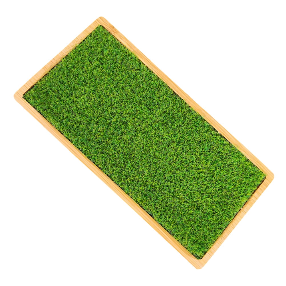 Hemoton Bamboo Tray Base Artificial Grass Display Stand for Action ...