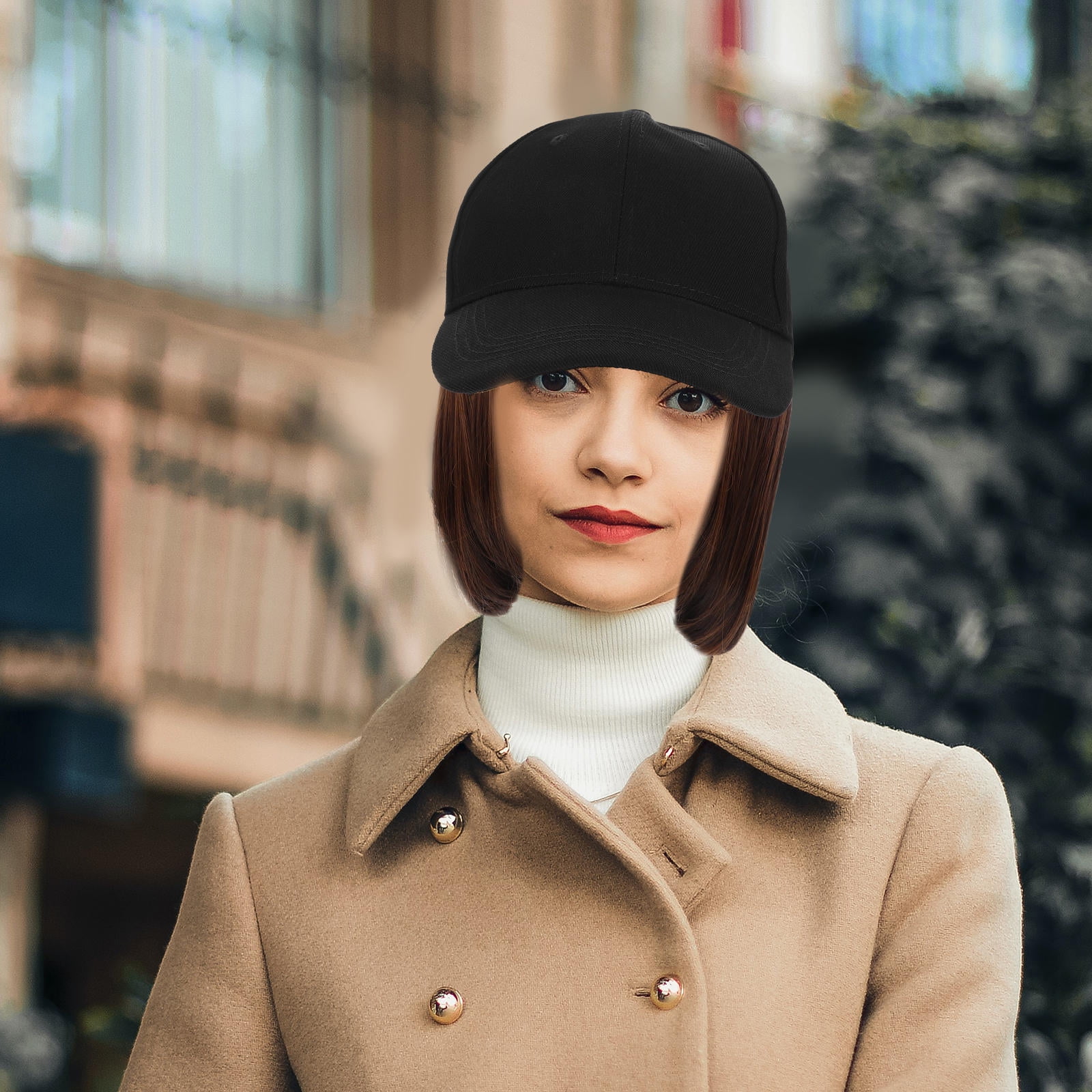 Hemoton Baseball Cap With Hair Extensions For Women Short Curly Hair ...