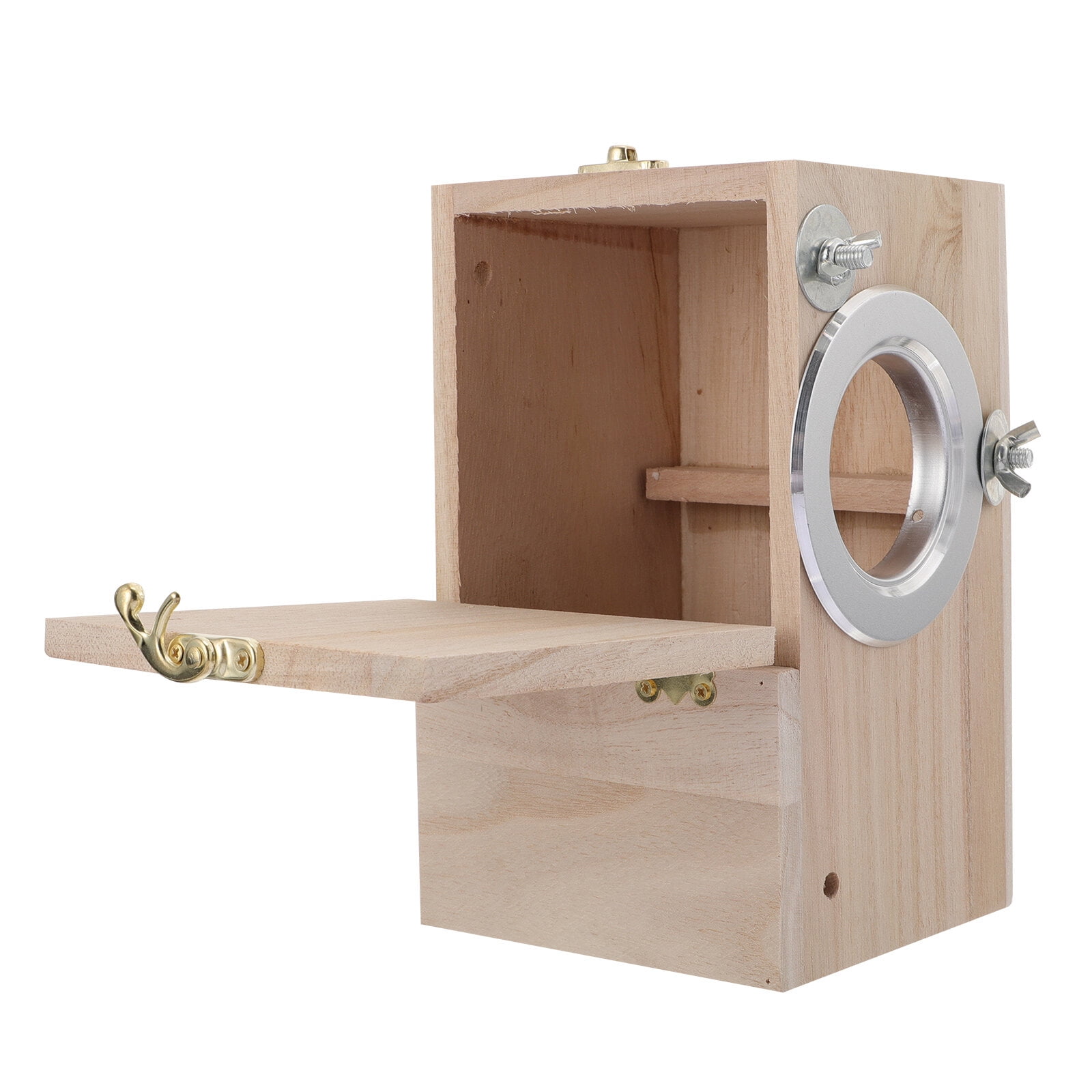 Hemoton Bird Breeding Nest Parakeet Nesting Box Natural Wood House ...