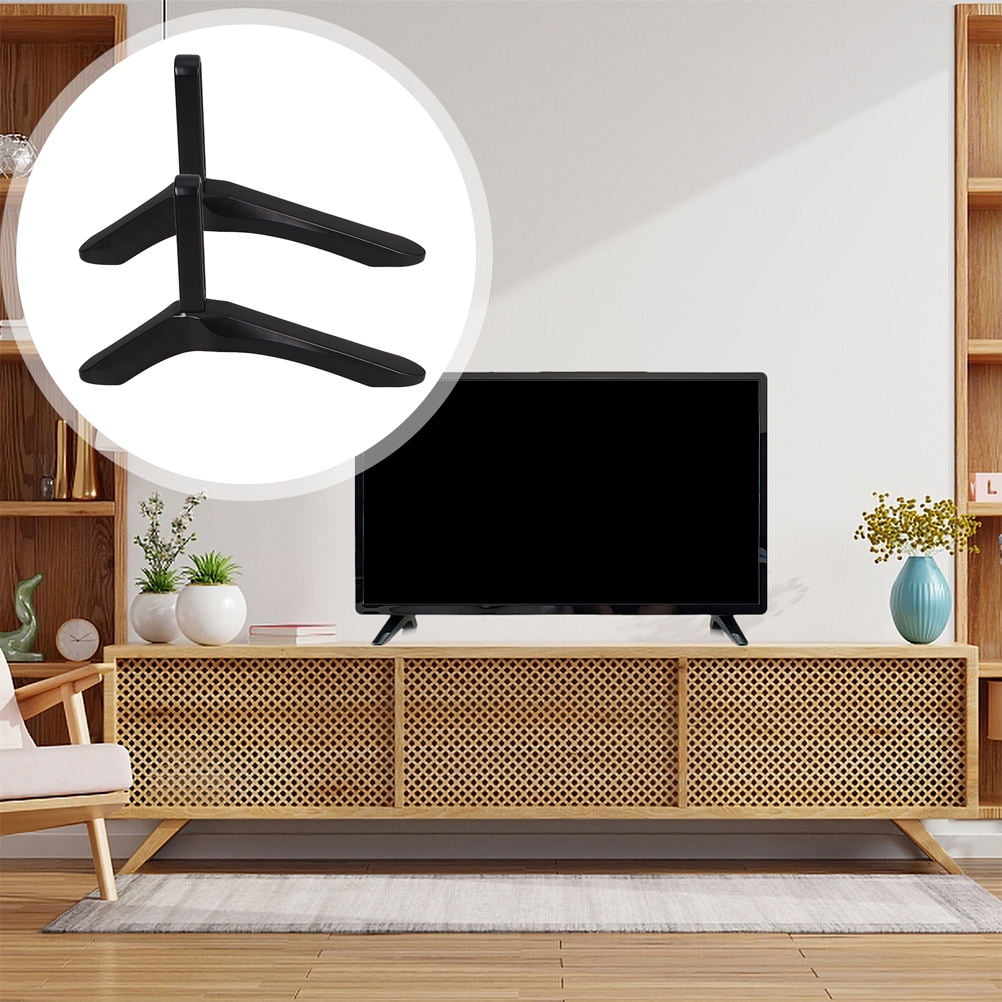 Hemoton Black Aluminum Alloy TV Stand No-Drill Heavy Duty Base for ...