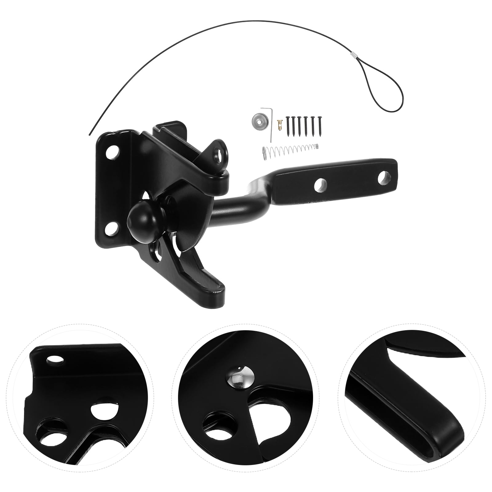 Hemoton Black Carbon Steel Gate Latch with Self-Locking Spring Loaded ...