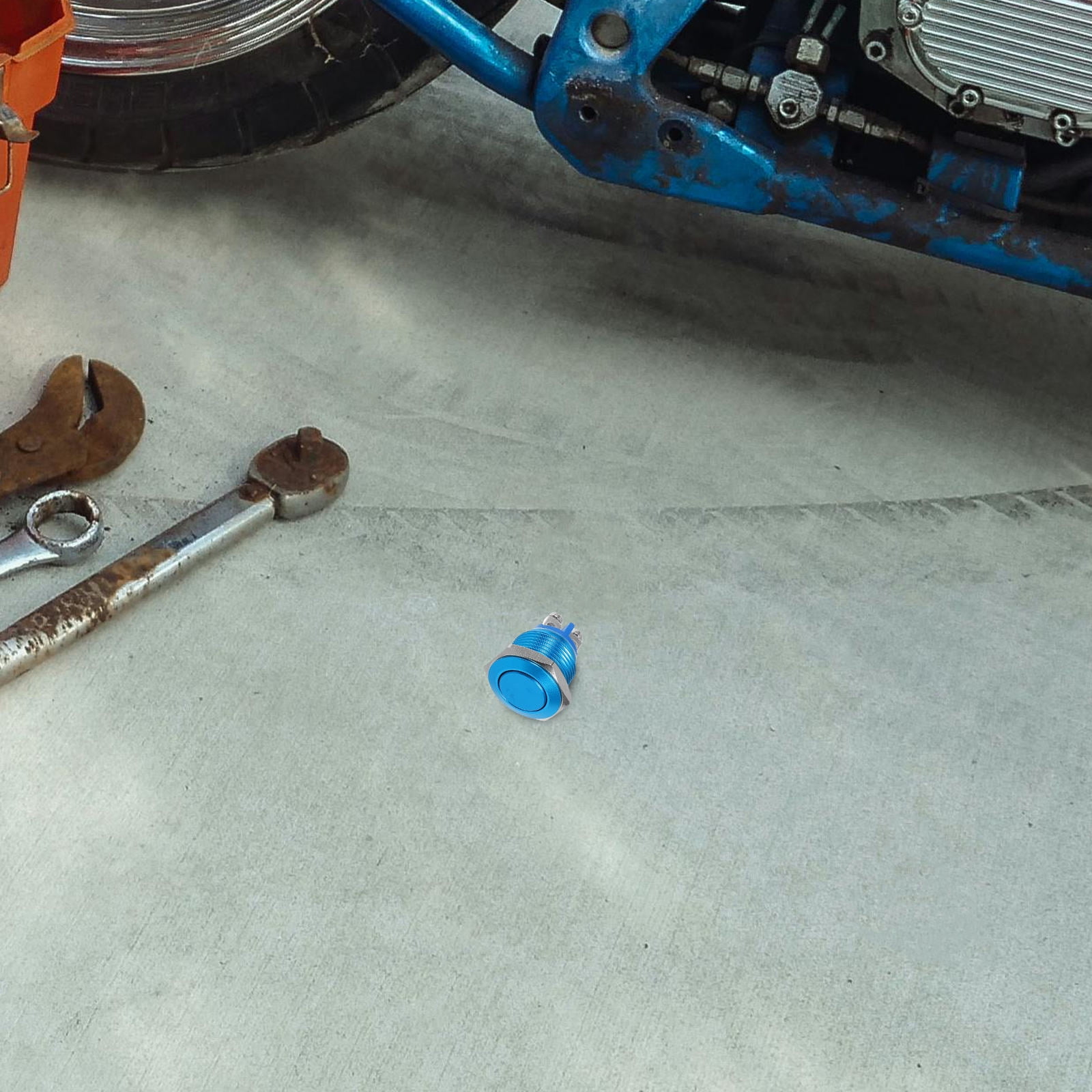 Hemoton Blue Self Locking Latching Round Metal Push Button Switch for Boat Cars Truck Automotive ...