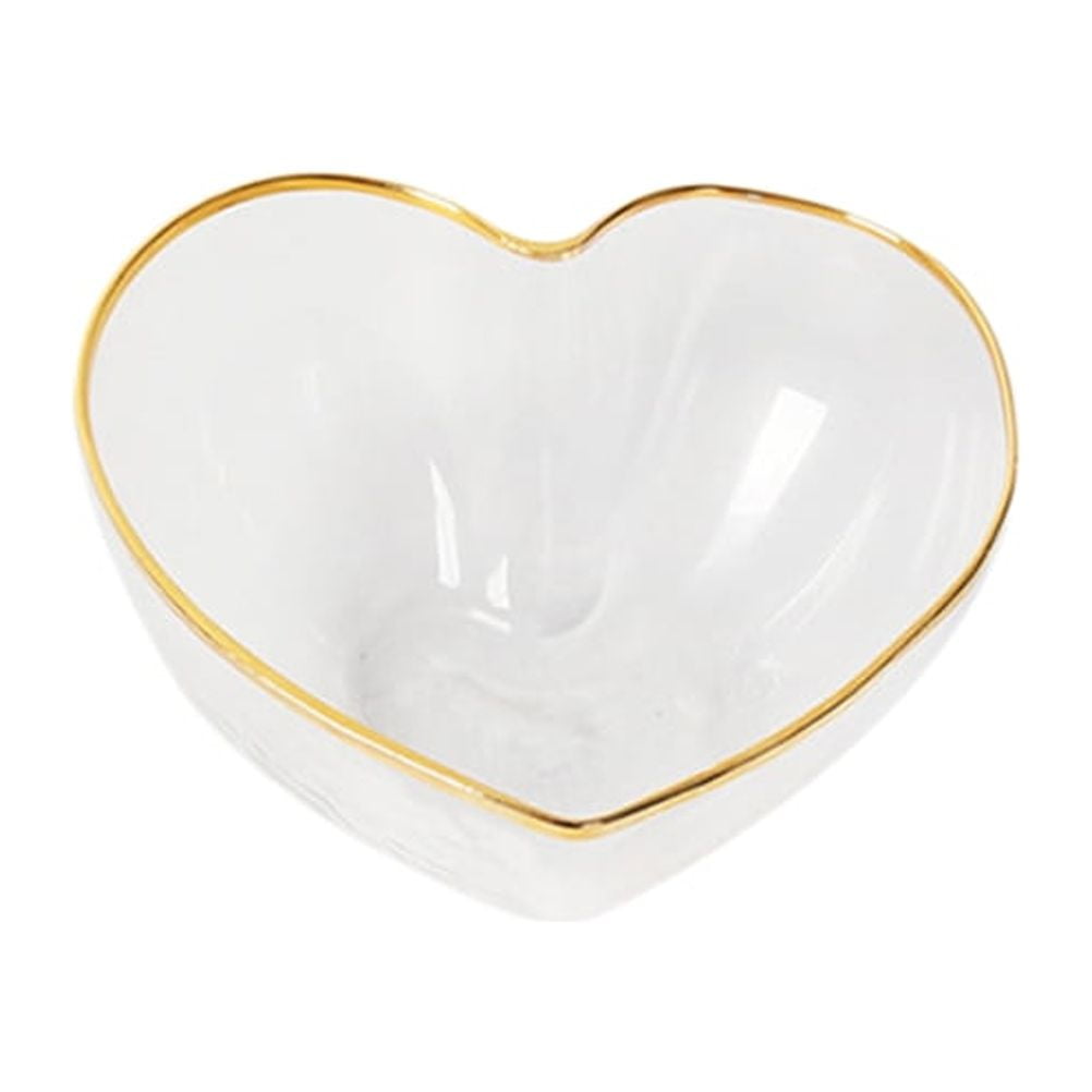 Crystal Heart Shaped Bowl with Golden Trimming 1 Set for Fruit Salad ...