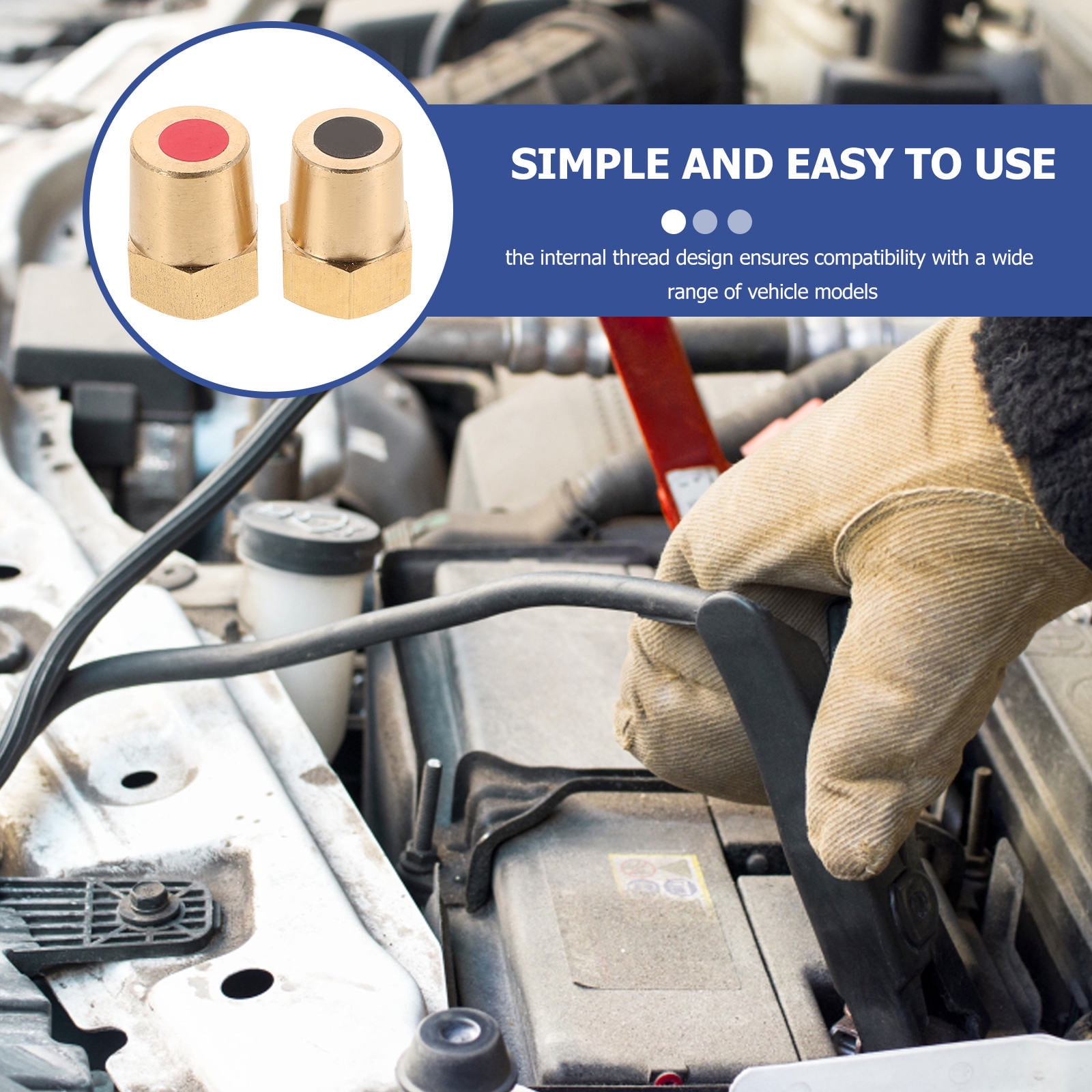 Hemoton Brass Female Thread Battery Terminal Post Adapter 8mm Heavy ...