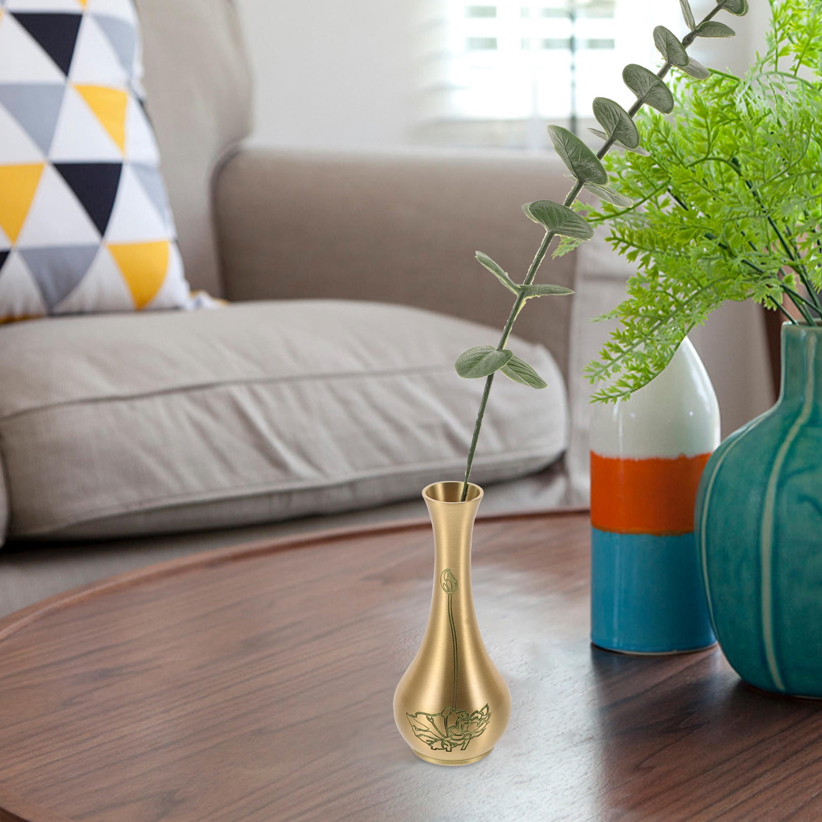 Hemoton Brass Vase For Flowers Bud Miniature Metal Vase Ornament Small ...