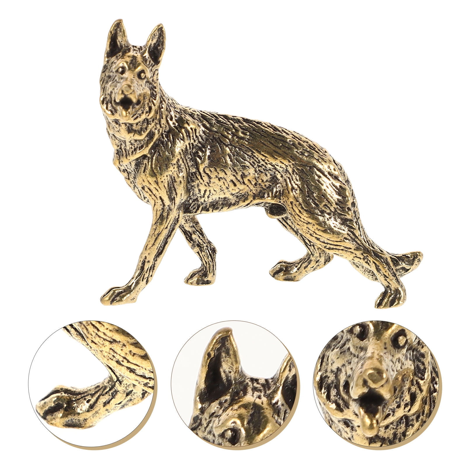 Hemoton Brass Wolf Dog Figurine Retro Miniature Dog Statue Chinese ...