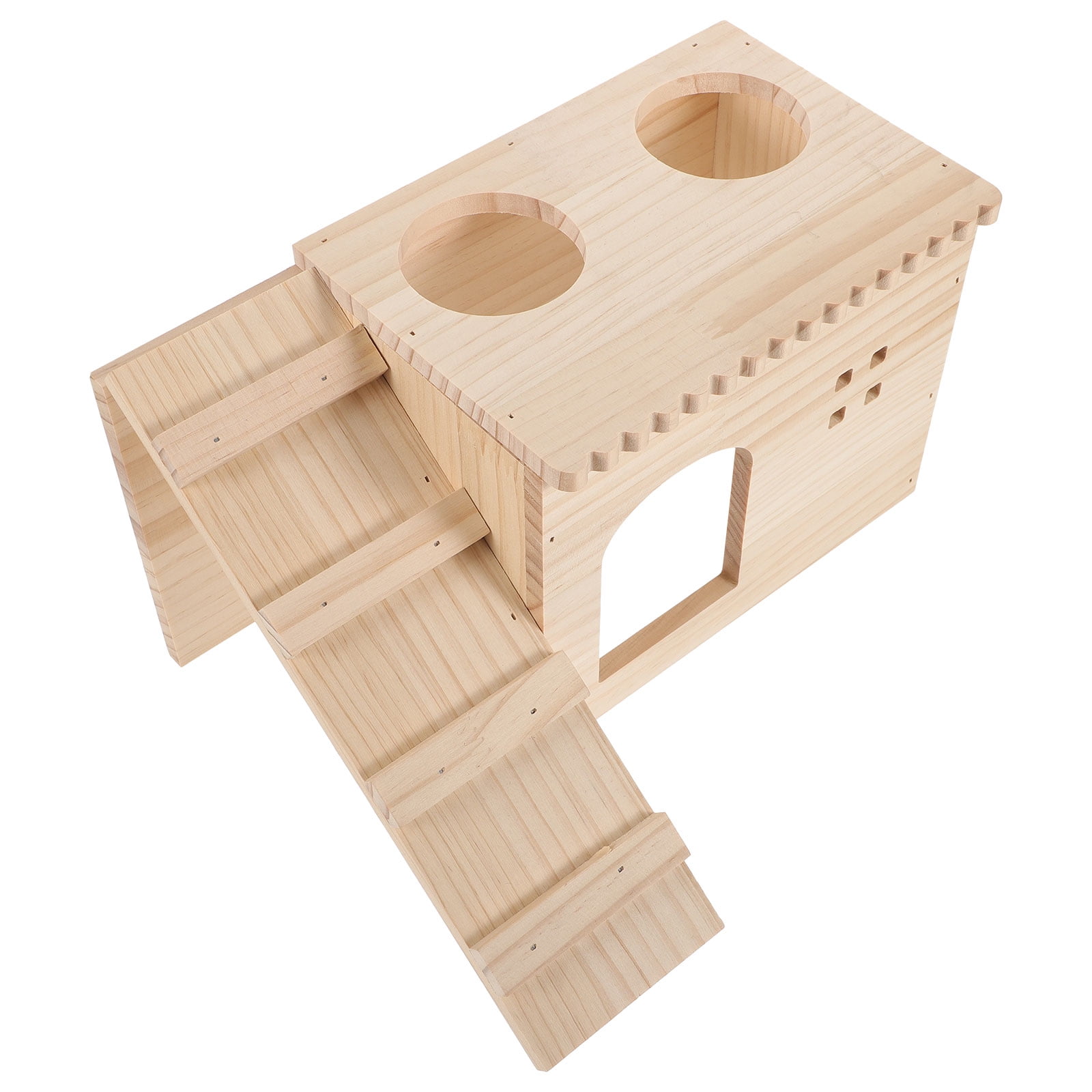Wooden Hamster Hideout House with Ladder for Small Pets to Play and ...