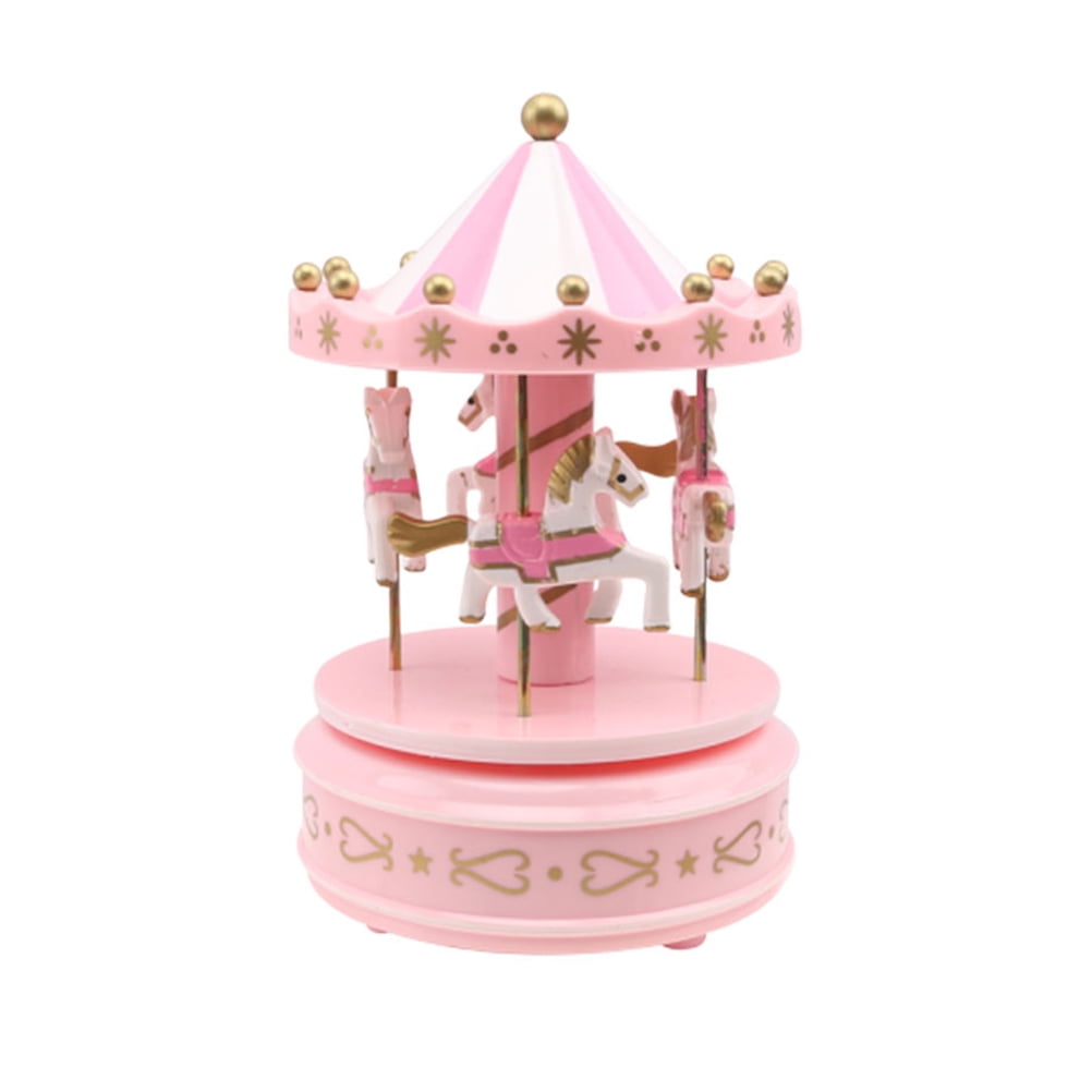Homoyoyo Chic Pink Carousel Music Box, Easy to Operate, Perfect for ...