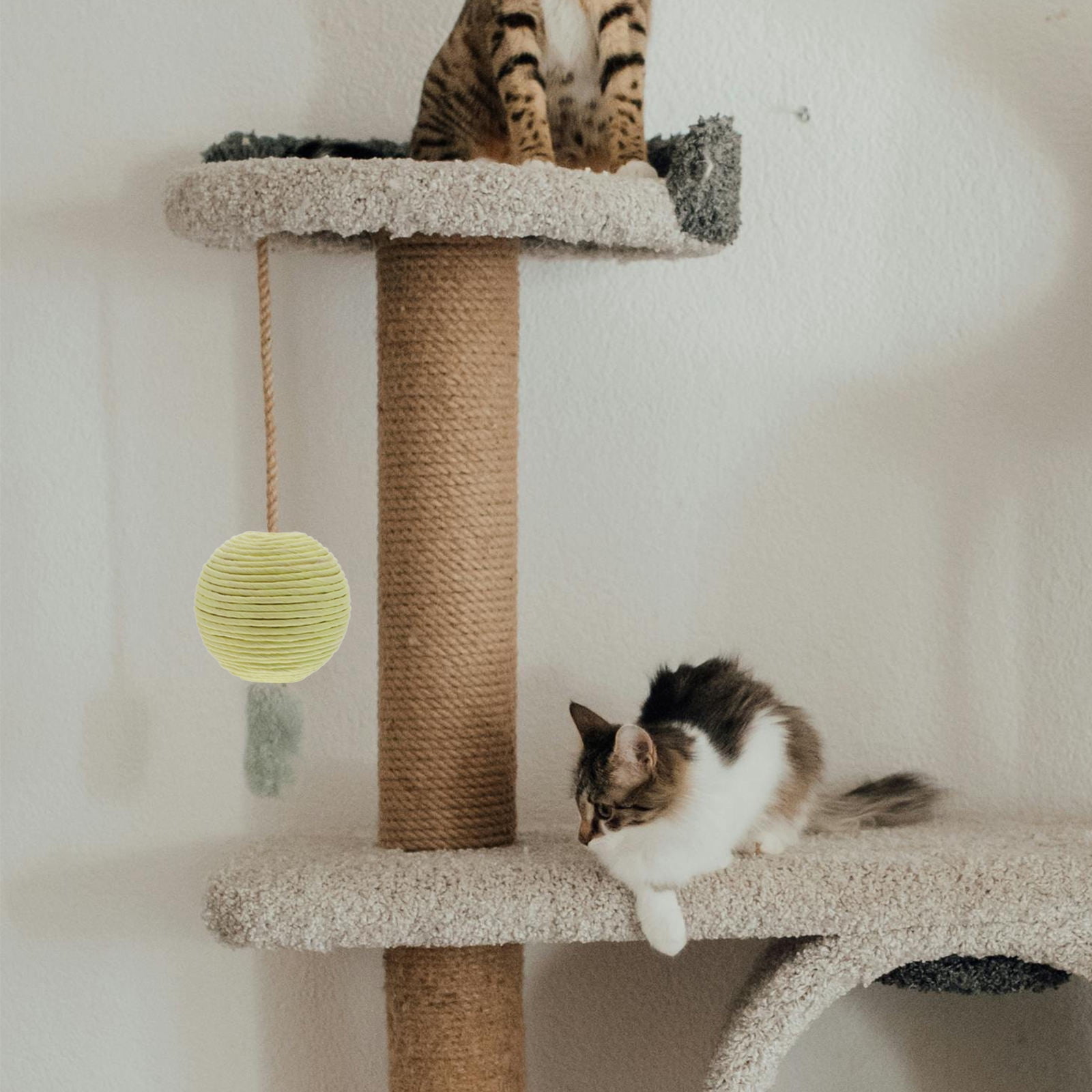 Hemoton Cat Sisal Rope Ball Interactive Ball Toy Funny Scratcher Ball ...