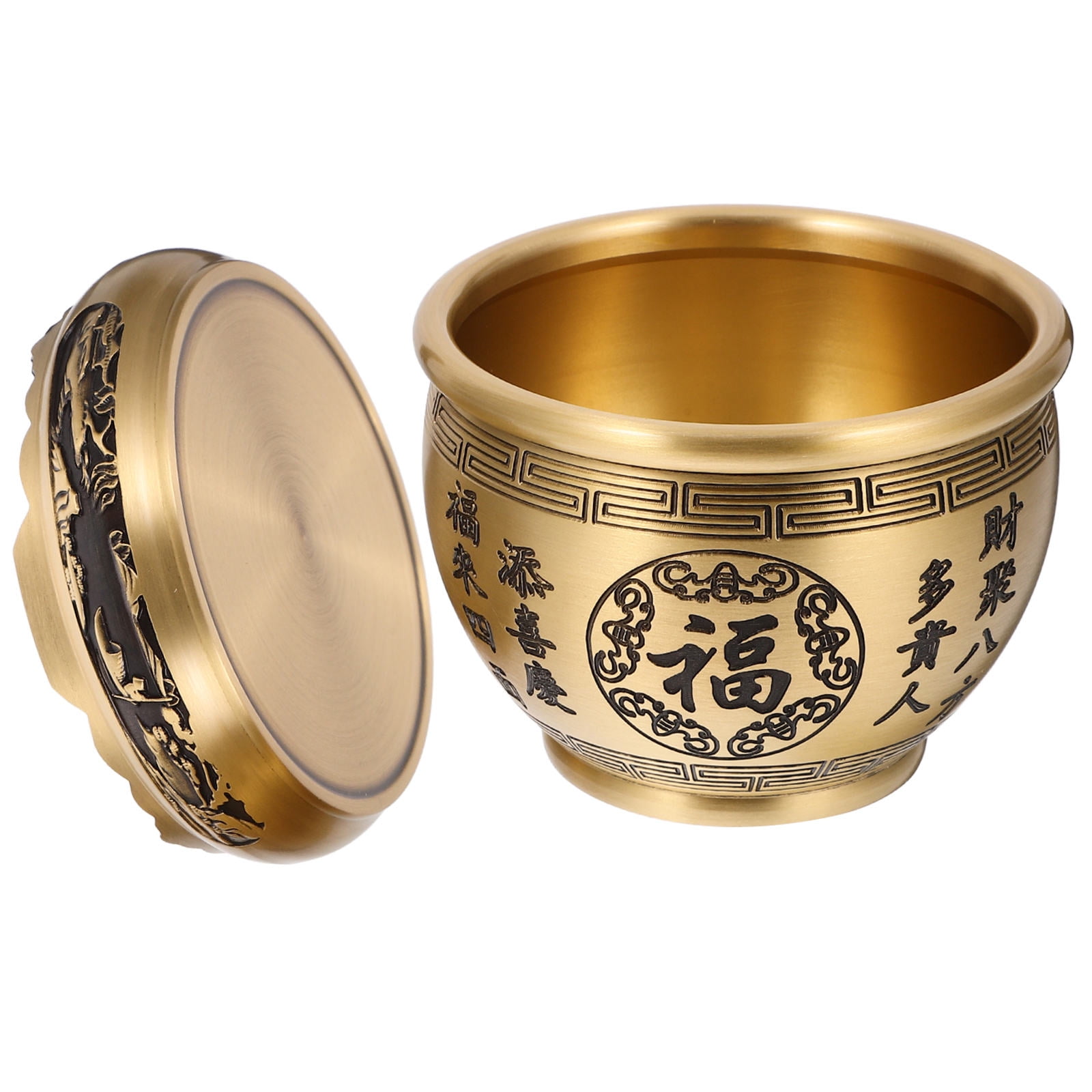 HEMOTON Masteelf Brass Wealth Bowl with Base Golden Treasure Basin for ...