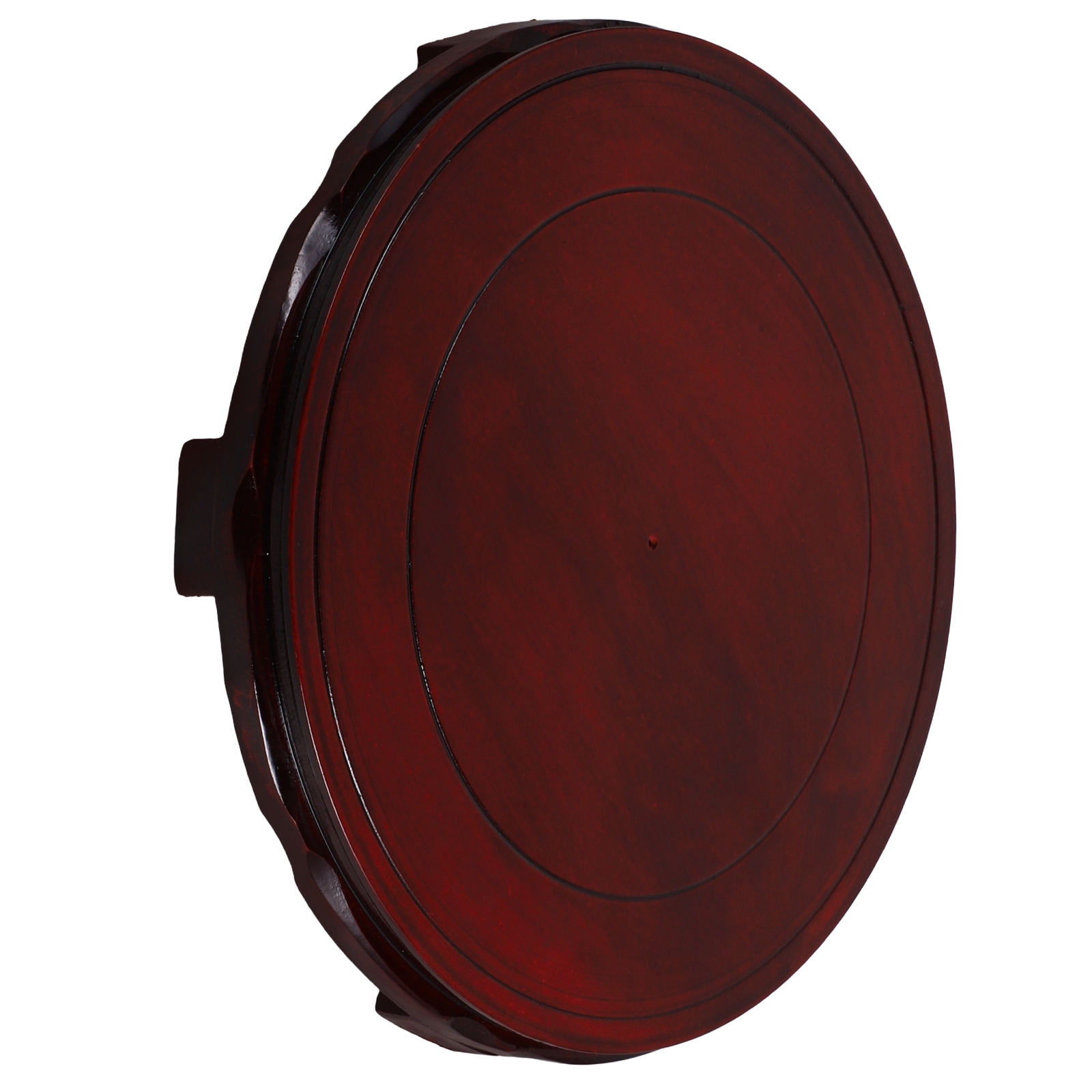 Hemoton Chinese Wooden Base Round Carved Vase Plant Buddha Display ...