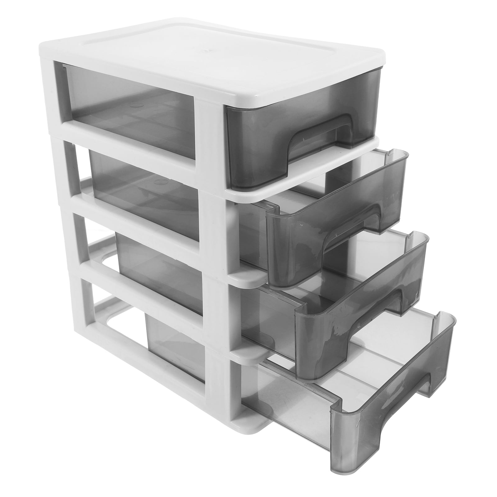 Hemoton Clear Stackable Storage Drawers Plastic Organizer with White ...