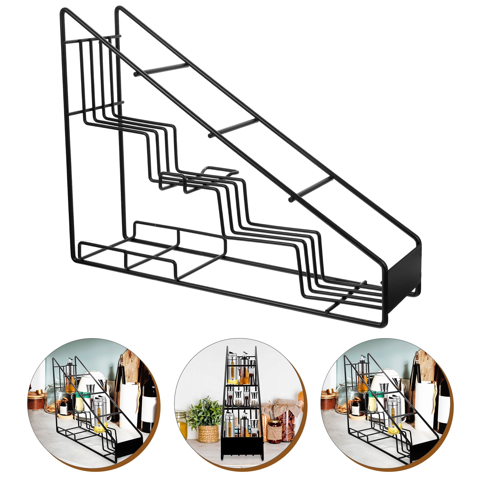 Hemoton Coffee Bar Syrup Dispenser Dressing Display Stand Rack Black ...