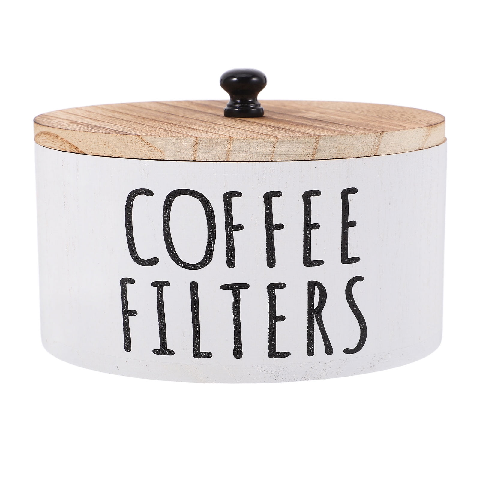 Hemoton Coffee Filter Holder With Wood Lid Wood Coffee Filter Storage ...