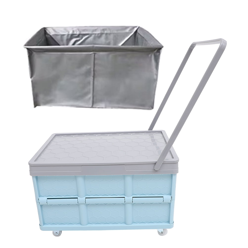 Hemoton Collapsible Crate with Wheels Teacher Rolling Crate with Wheels ...