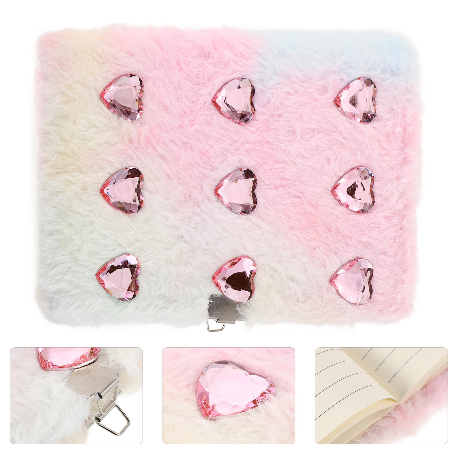 Hemoton Cute And Lovely Plush Cover Diary Book With Lock For Female ...