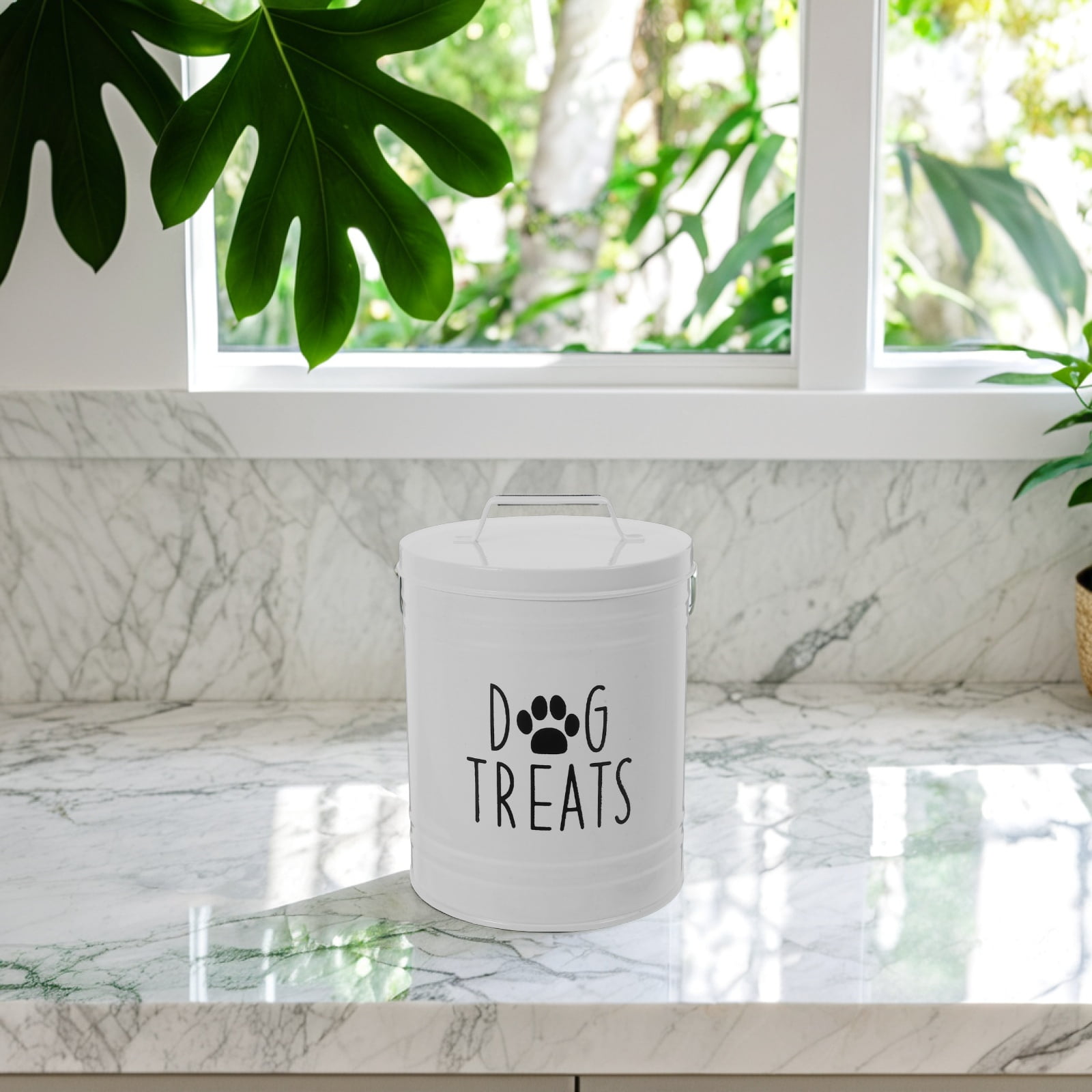 Hemoton Airtight Metal Dog Food Storage Container with Lid, Cute Indoor ...