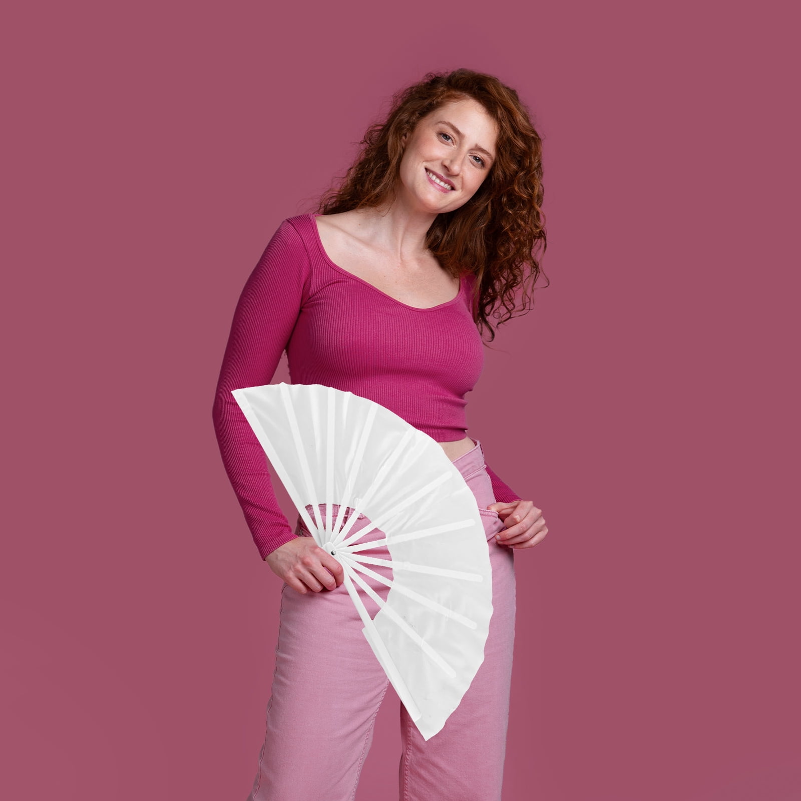 Hemoton DIY Folding Hand Fan Sublimation Blank Handheld Fan Large White ...