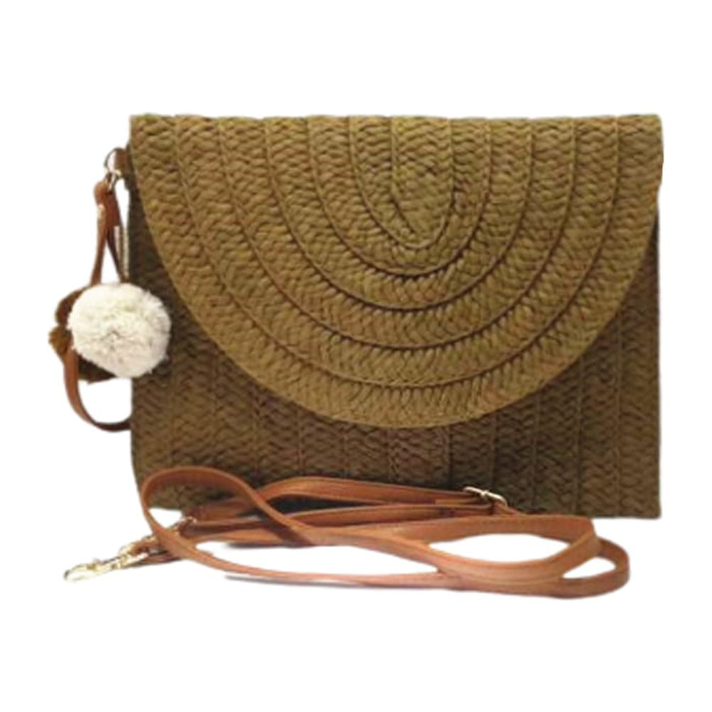 Hemoton Dark Brown Fringe Women Straw Bag Girls Fashion Clutch Purse ...