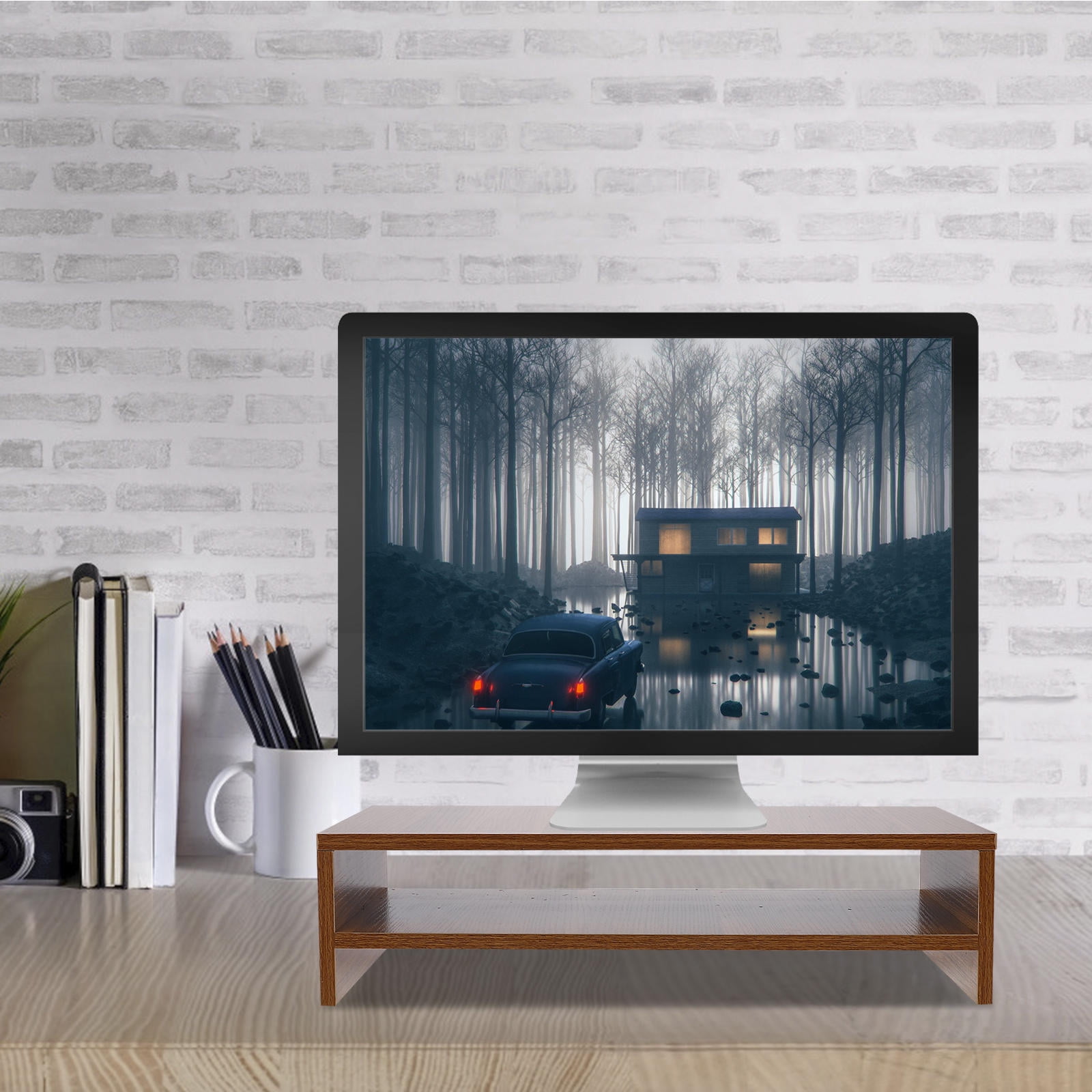 Hemoton Desktop Elevator Computer Stand Dual Monitor Laptop Storage ...