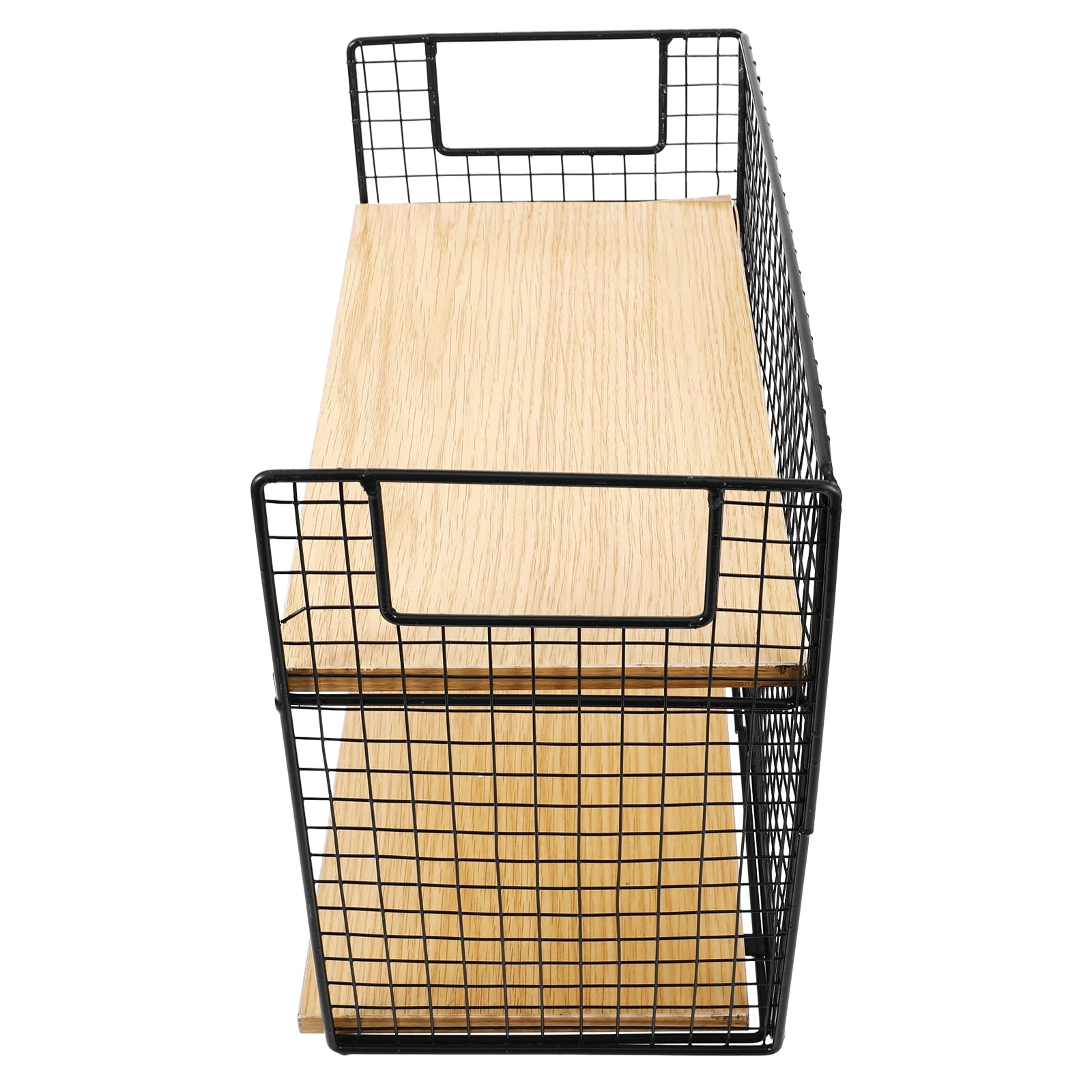 Hemoton Desktop Storage Shelf With 2-layer Metal Frame Wood Shelf For ...
