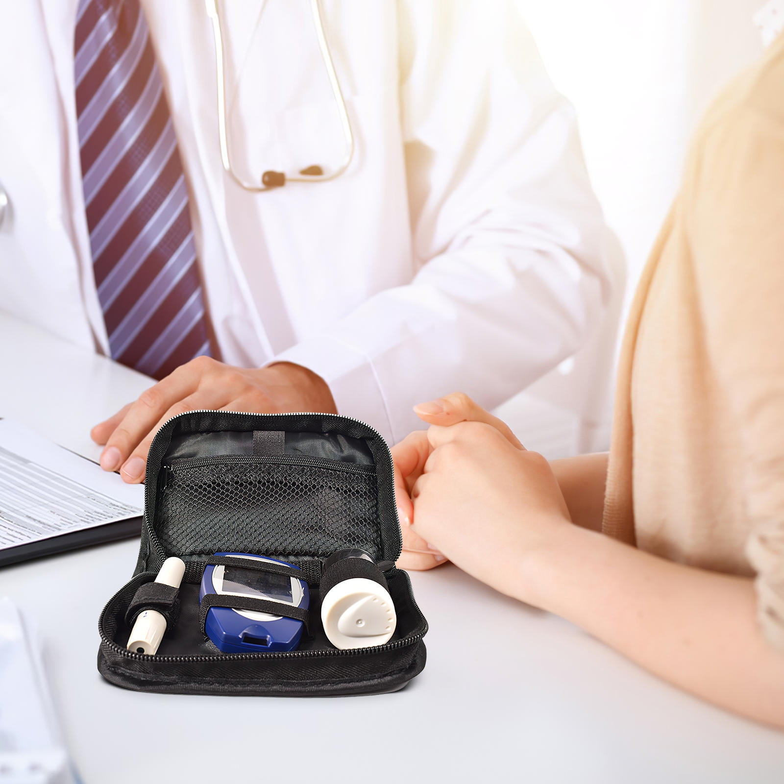 Hemoton Diabetic Travel Case Organizer Black Portable Glucose Meter ...