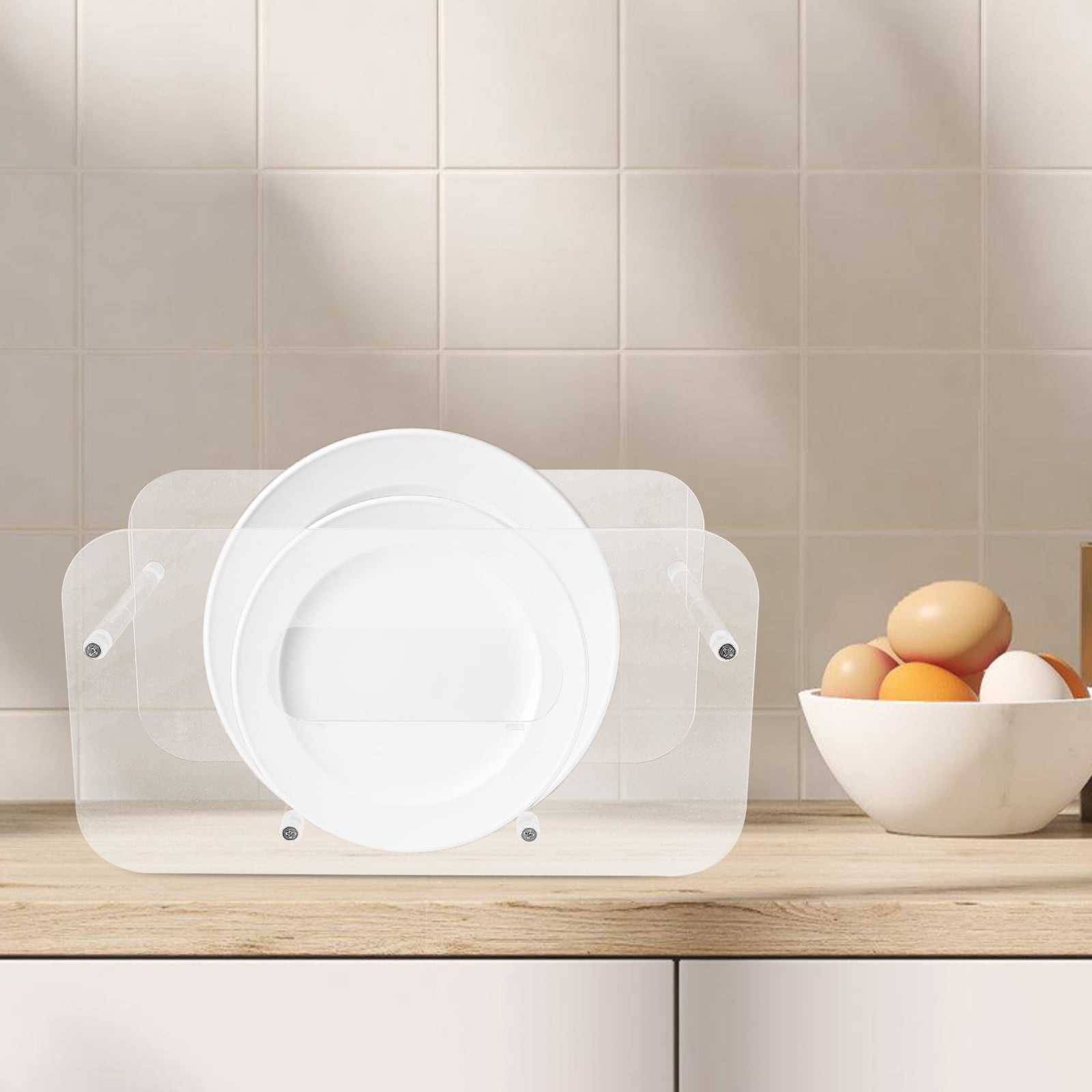 Hemoton Dinnerware Display Stand Plate Rack for Kitchen Counter Acrylic ...