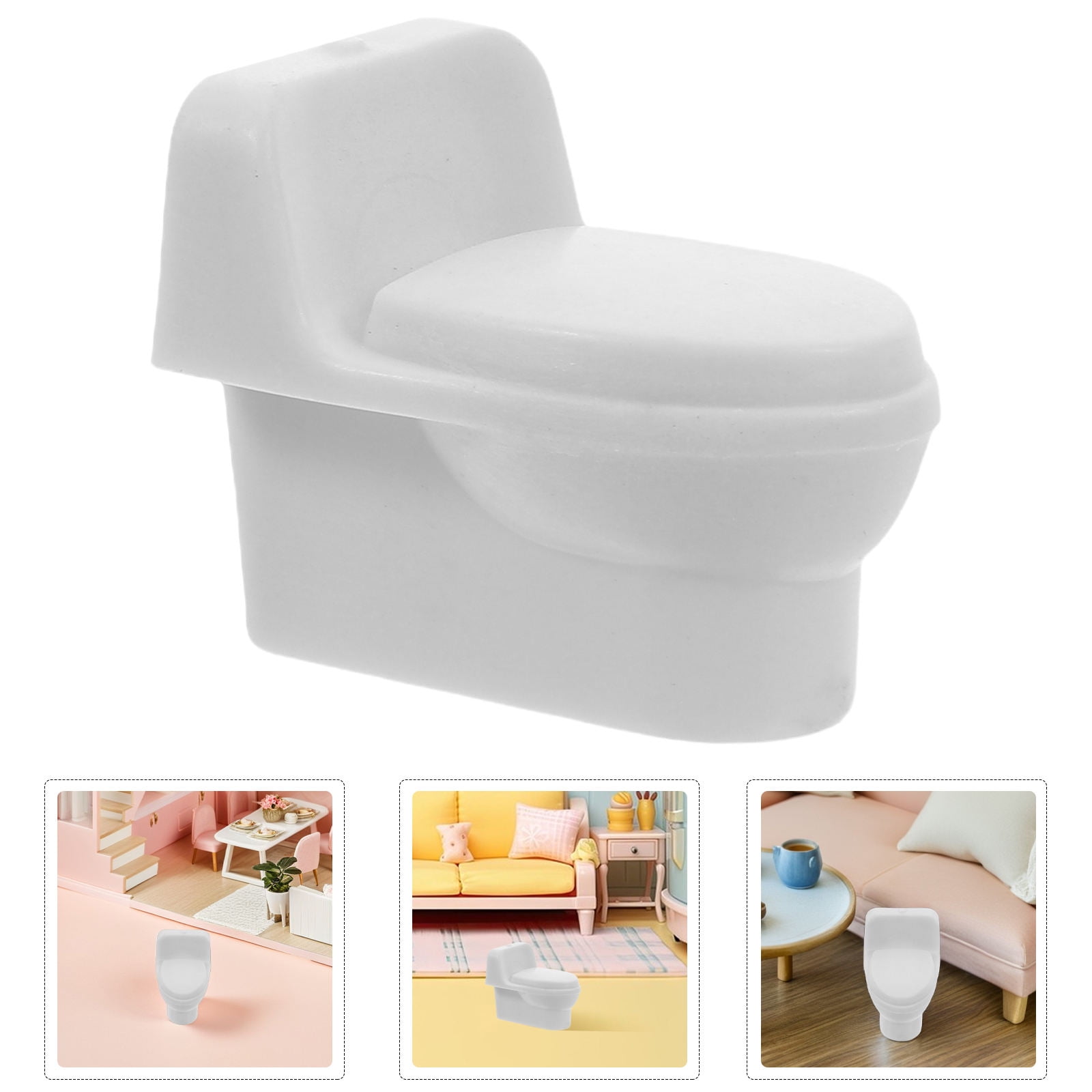 Hemoton Dollhouse Furniture Miniature Toilet Realistic Mini Bathroom ...