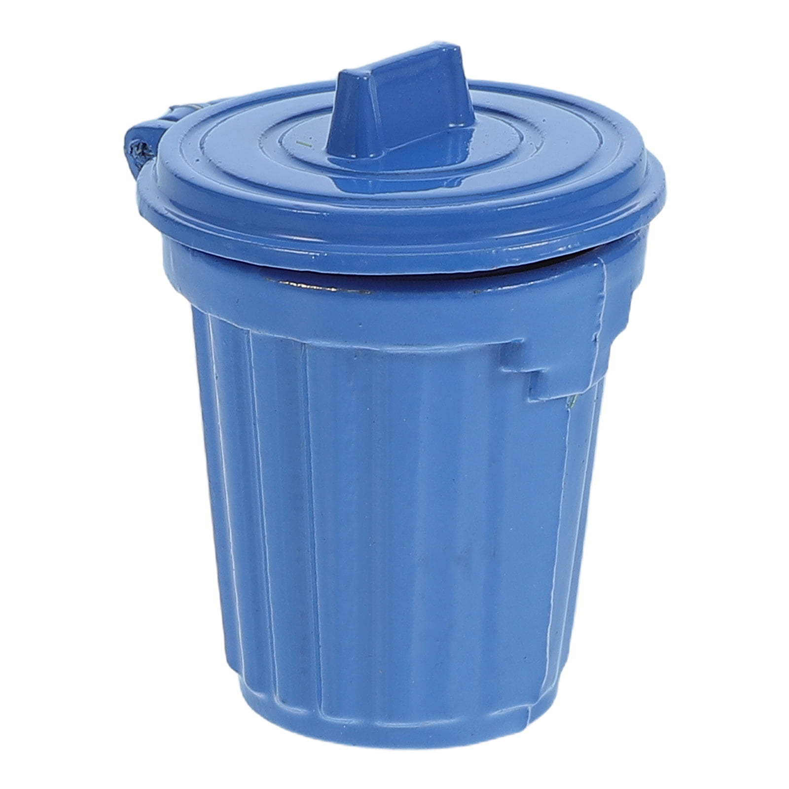 HEMOTON Blue Alloy Miniature Trash Can for Dollhouse Decor Realistic 1: ...
