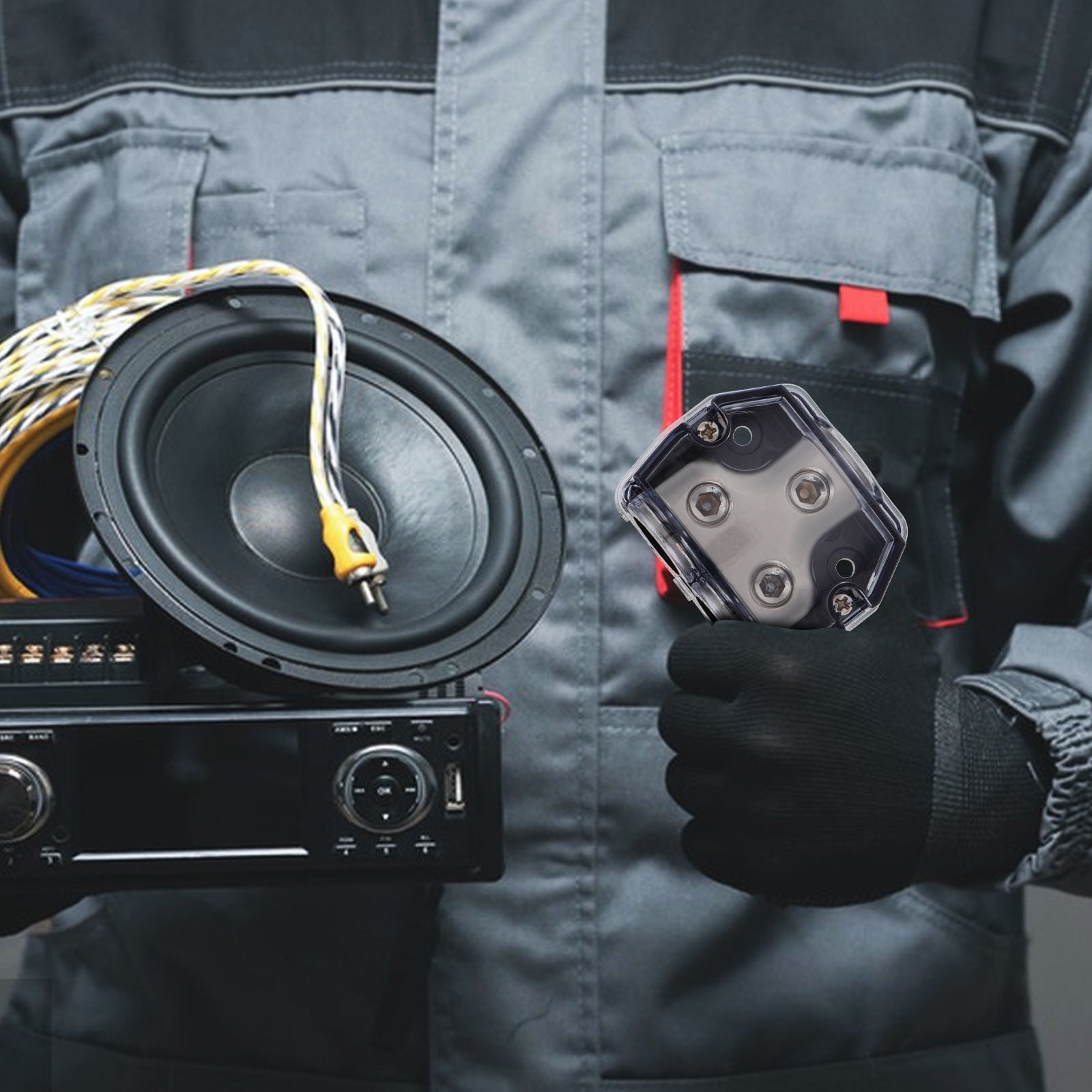 Hemoton Dual Power Distribution Blocks Audio Power Distribution Block Car Power Management 2 Way