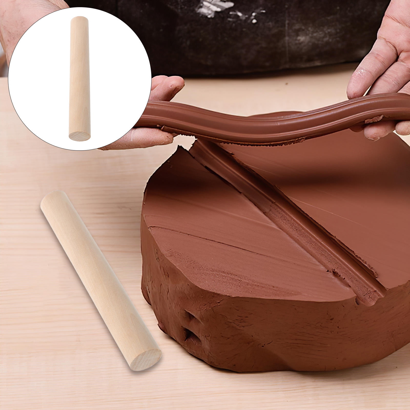 Hemoton Durable Wooden Rolling Pin for Clay Dough and Baking 7 Inch ...