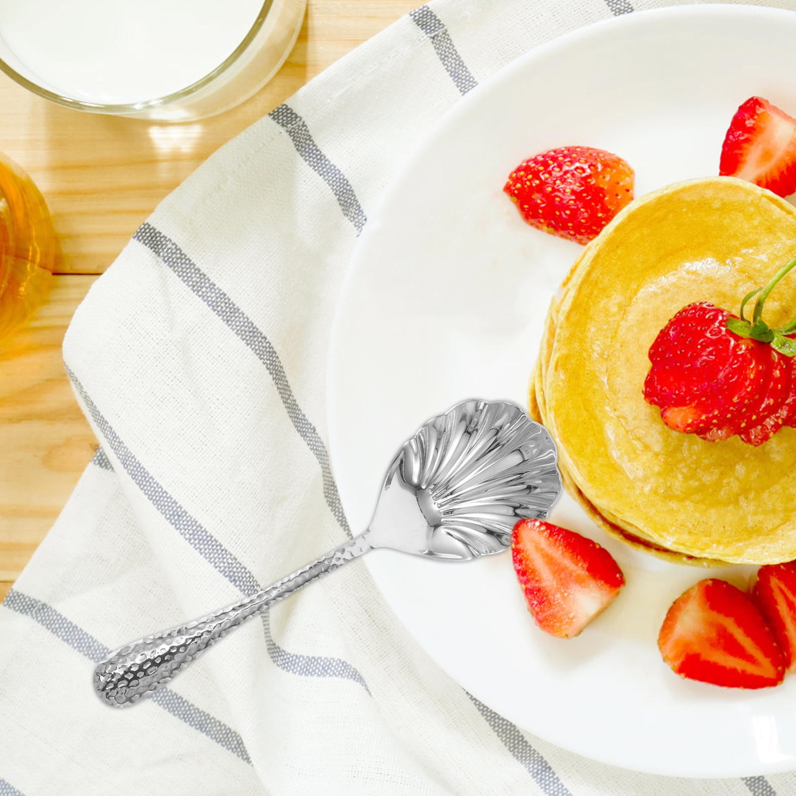 Hemoton Elegant Stainless Steel Serving Spoon with Hammered Design ...