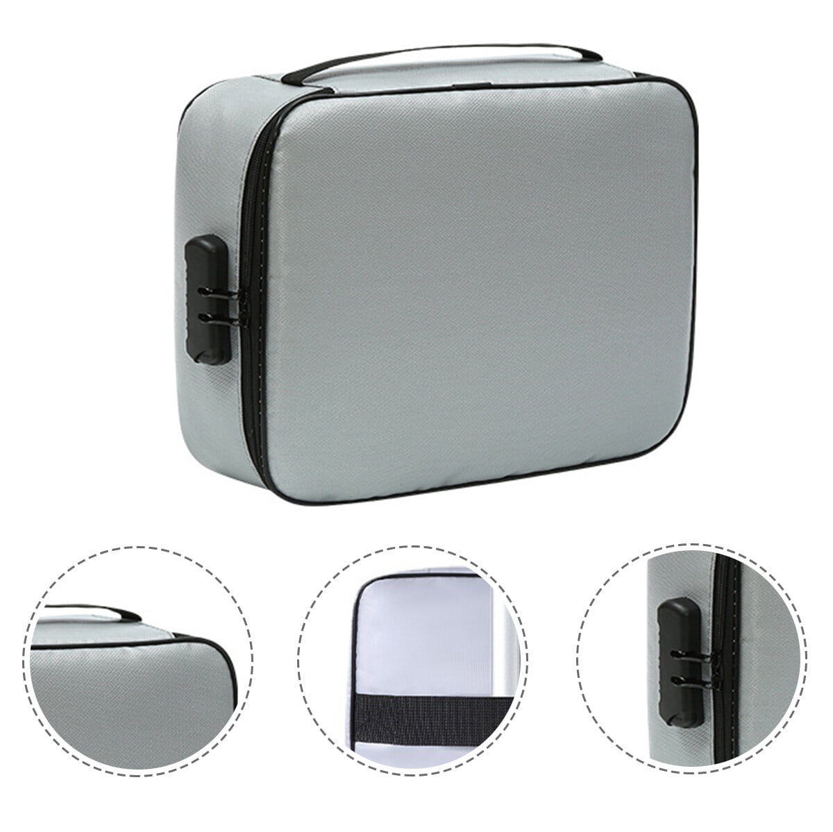 Hemoton Fireproof 3-Layer File Storage Case Document Bag with Lock ...