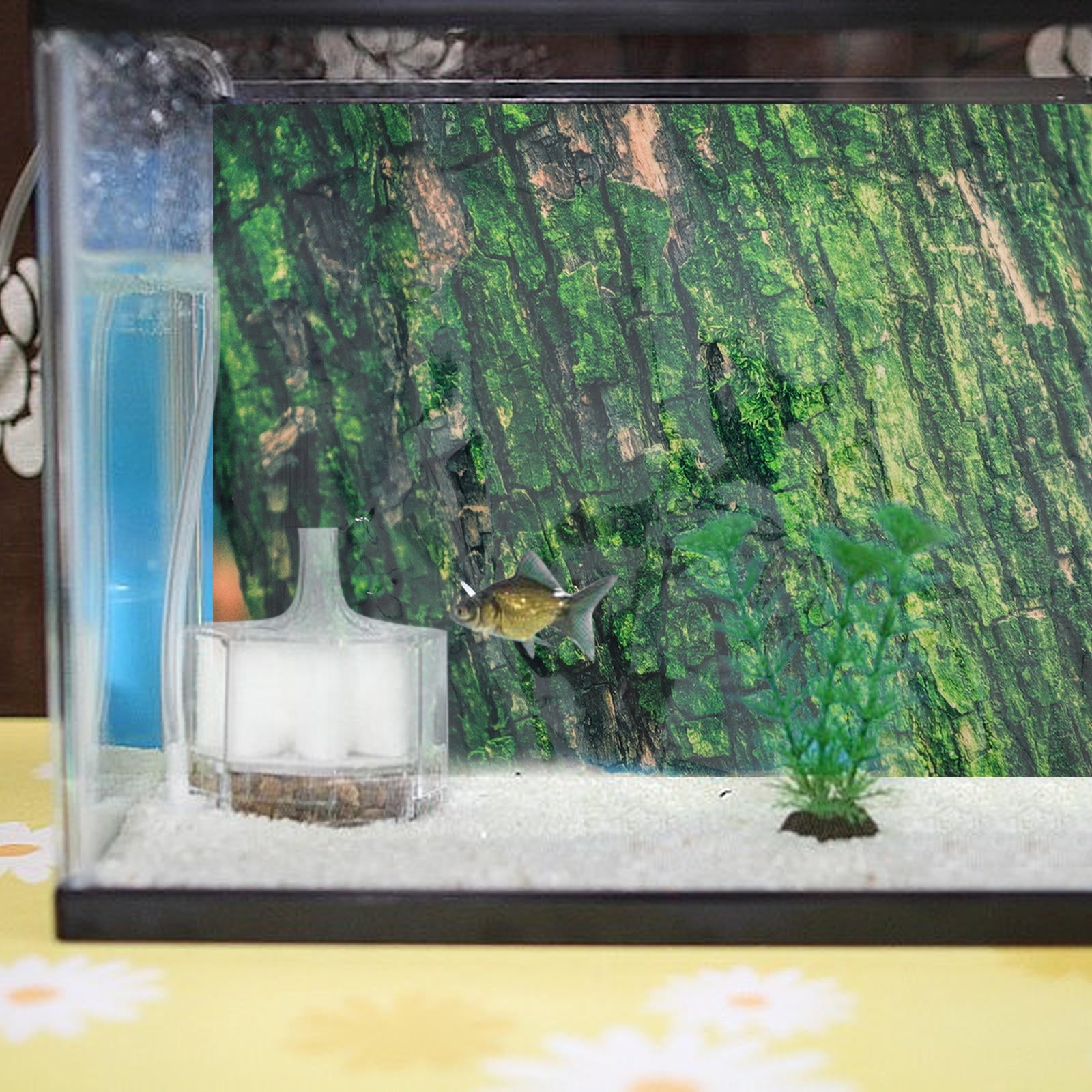 Hemoton Fish Tank Background Landscaping Sticker Tree Bark Pattern ...