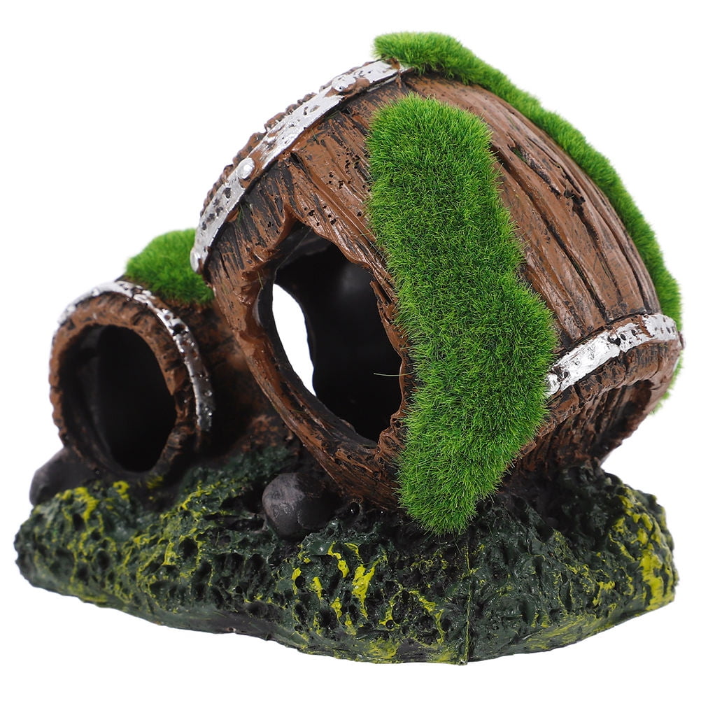 Hemoton Fish Tank Broken Barrel Ornament Resin Betta Fish Hideout ...