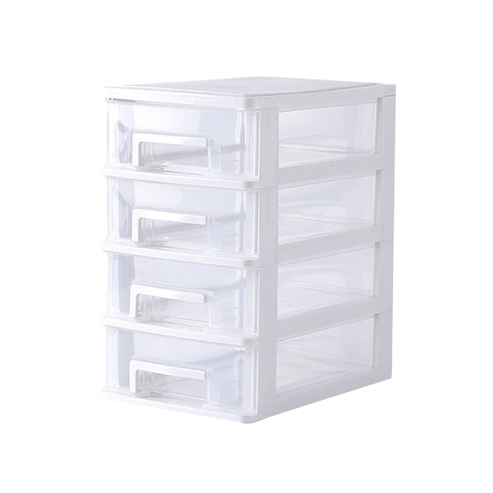 HEMOTON White PP Plastic Drawer Type Storage Cabinet with Four Layers ...