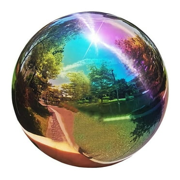 Rainbow Gazing Globe Mirror Ball: Polished Stainless Steel Gazing Ball ...