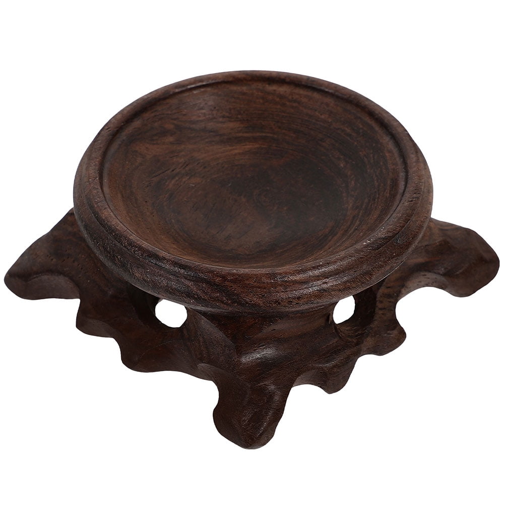 HEMOTON Wooden Display Stand Garden Pedestal Gazing Stone Holder Sphere ...