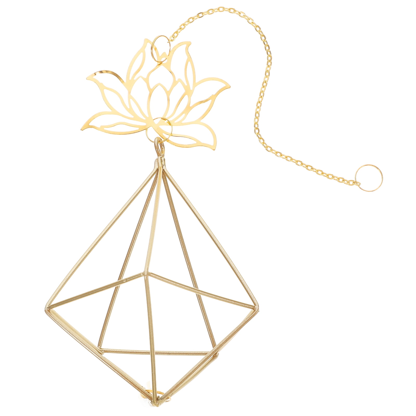 Hemoton Geometric Metal Frame Crystal Wind Chimes Geometry Frame Lotus ...
