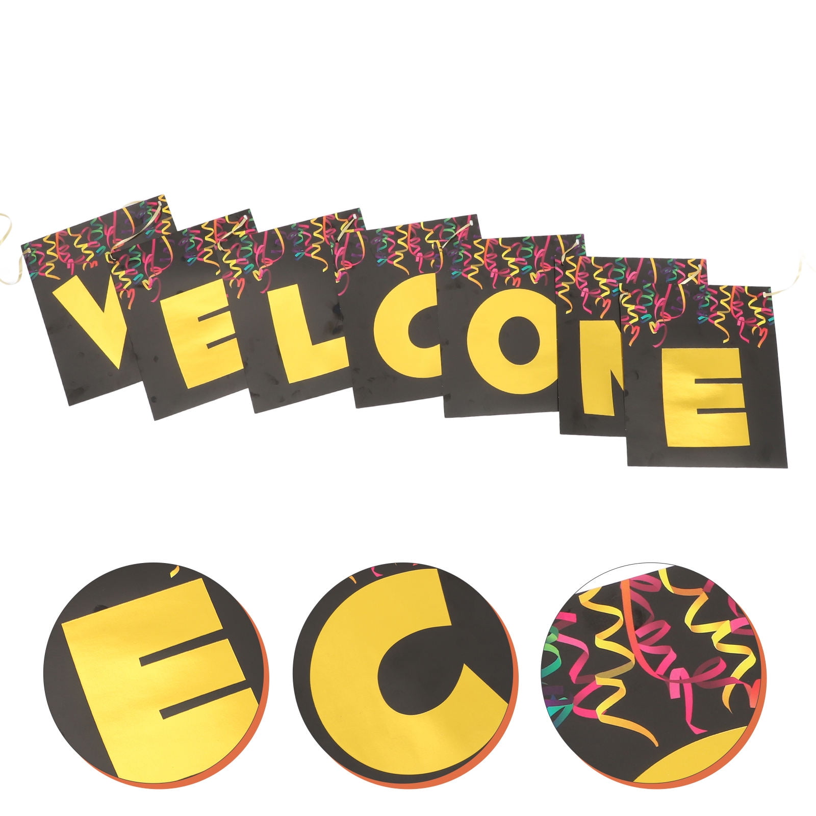 Hemoton Gold Foil Black Welcome Banner Welcome Banner Garland Back To ...
