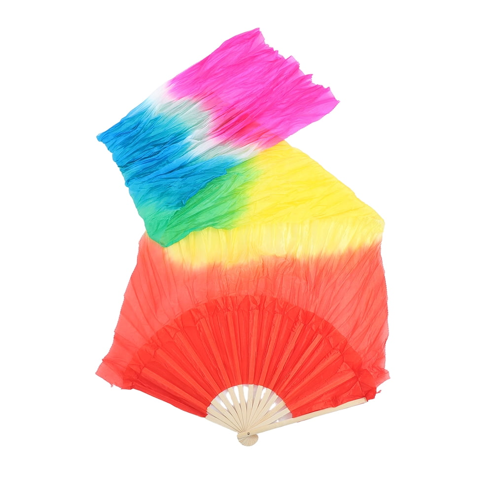 SOPOTUTU Dancing Fan Long Silk Belly Dancing Fan Veils Bamboo 1Set ...