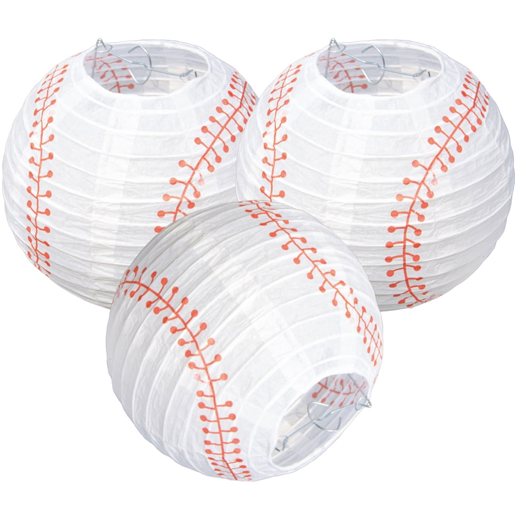 Hemoton HOMEMAXS 3pcs Baseball Paper Lantern for Sports Party Decoration Hanging Lantern ...