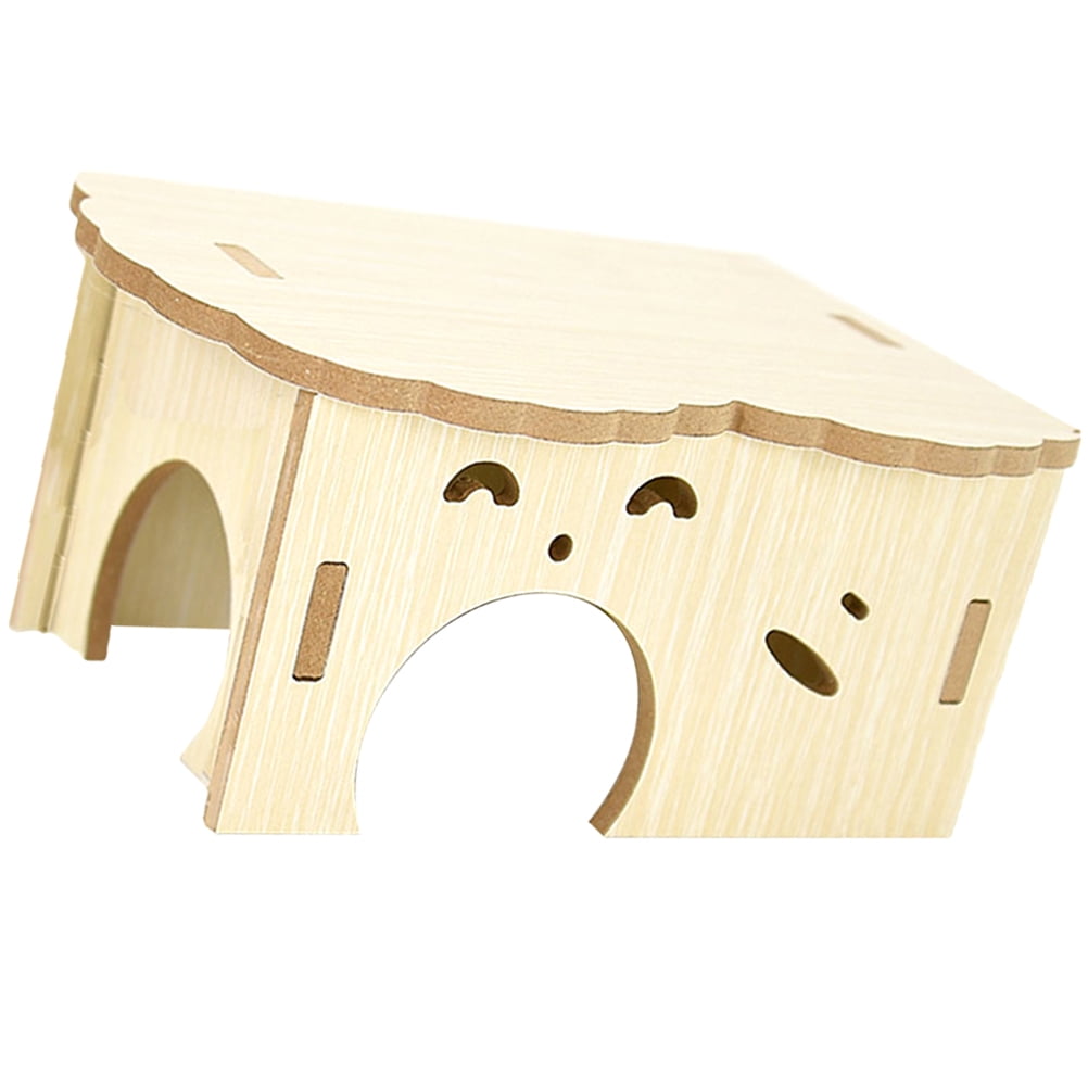 Hemoton Wooden Hamster Hideout Cabin for Guinea Pigs and Rats - Small ...