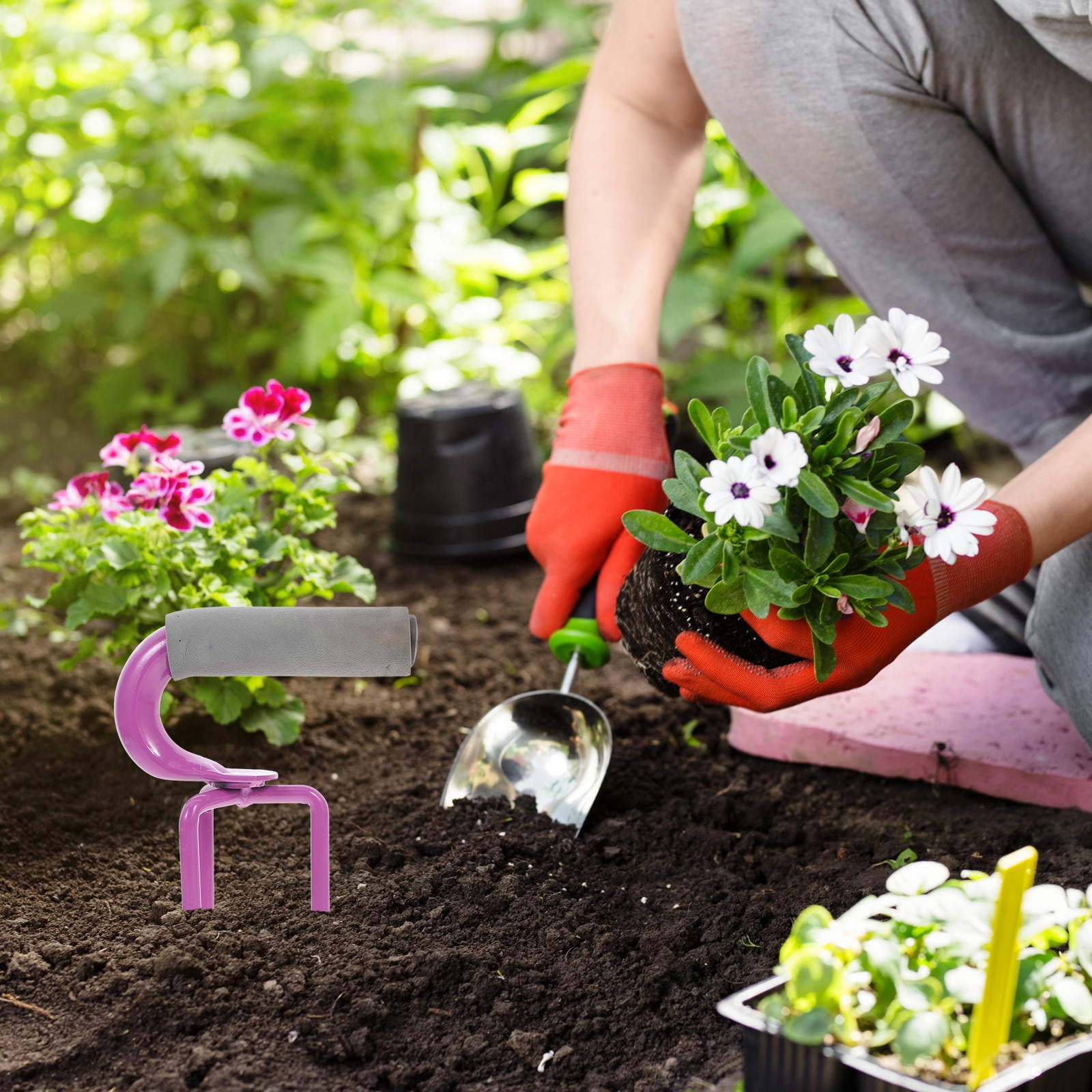 Hemoton Hand Cultivator Garden Tool Manual Soil Tiller Garden Loosen ...