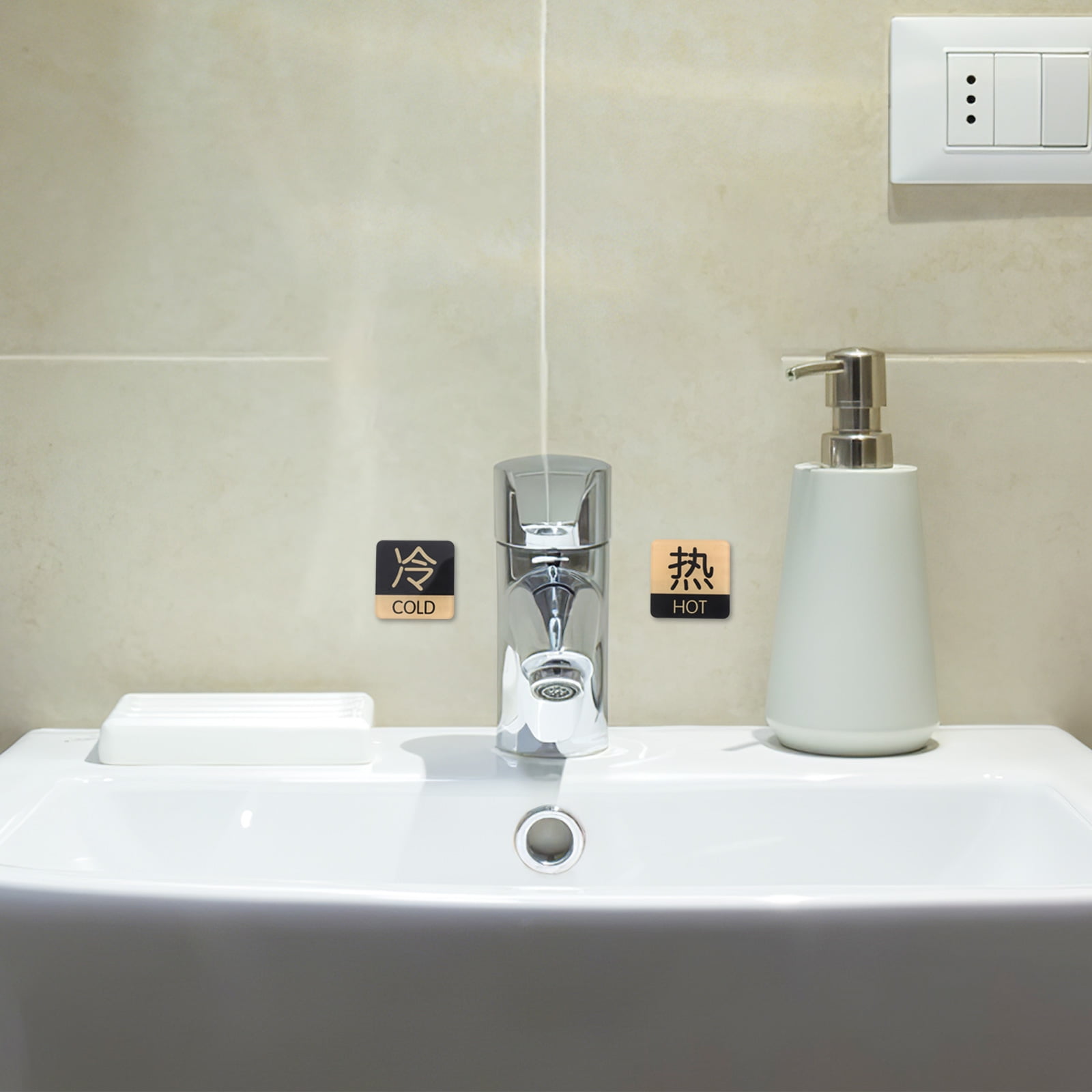 Hemoton Handmade Acrylic Faucet Stickers for Bathroom with Clear Hot ...