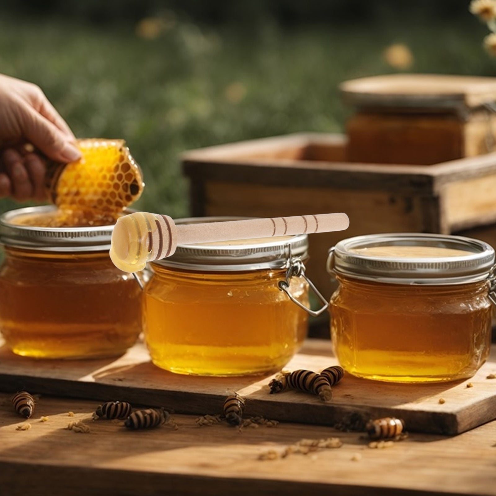 Hemoton Honey Dippers Sticks Wooden Honeycomb Stick Small Honey Spoons ...