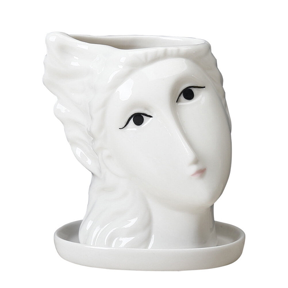 Hemoton Human Head Planter Creative Plant Pot Pretty Succulent Planter ...