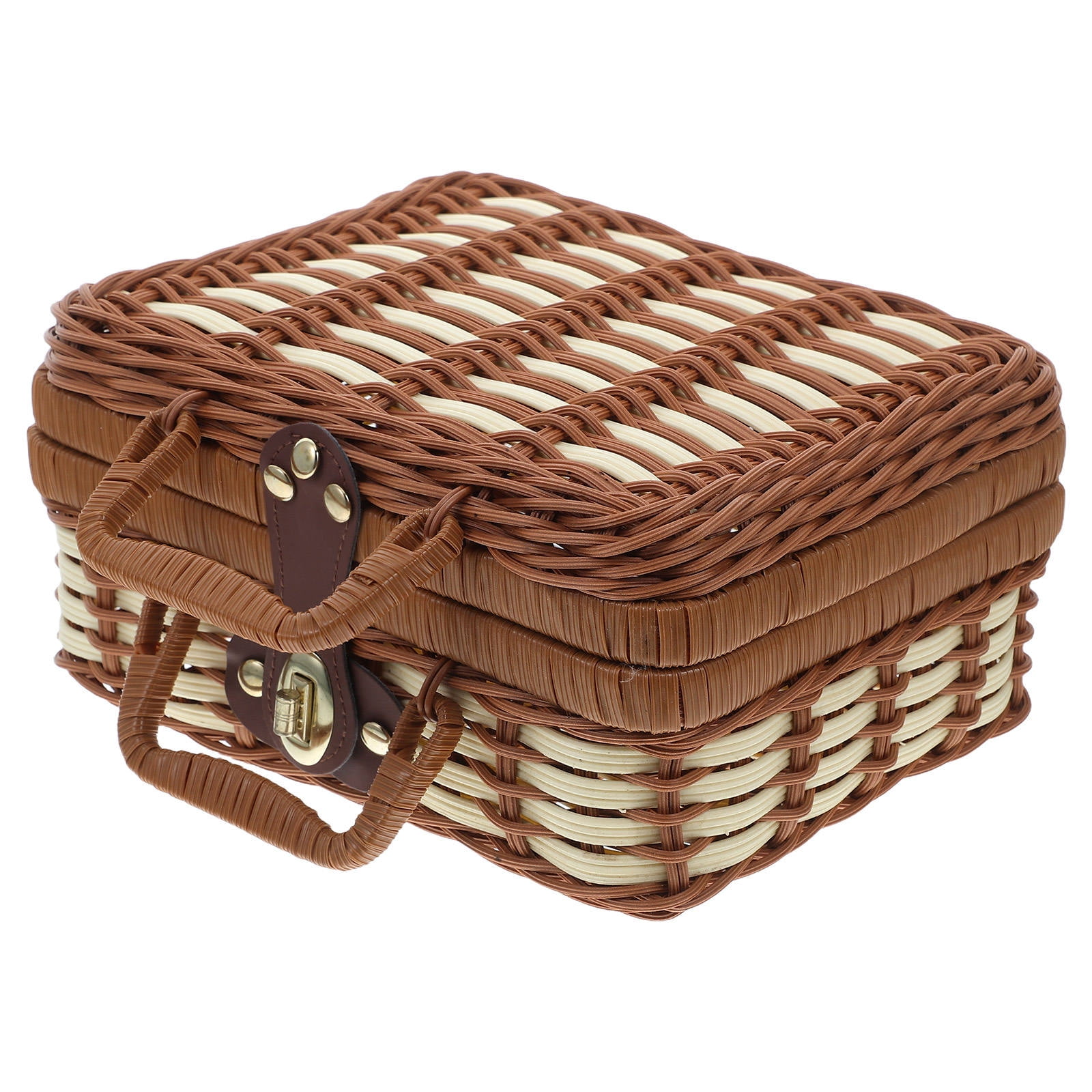 Hemoton Imitation Rattan Suitcase Retro Storage Basket Plastic Wicker ...
